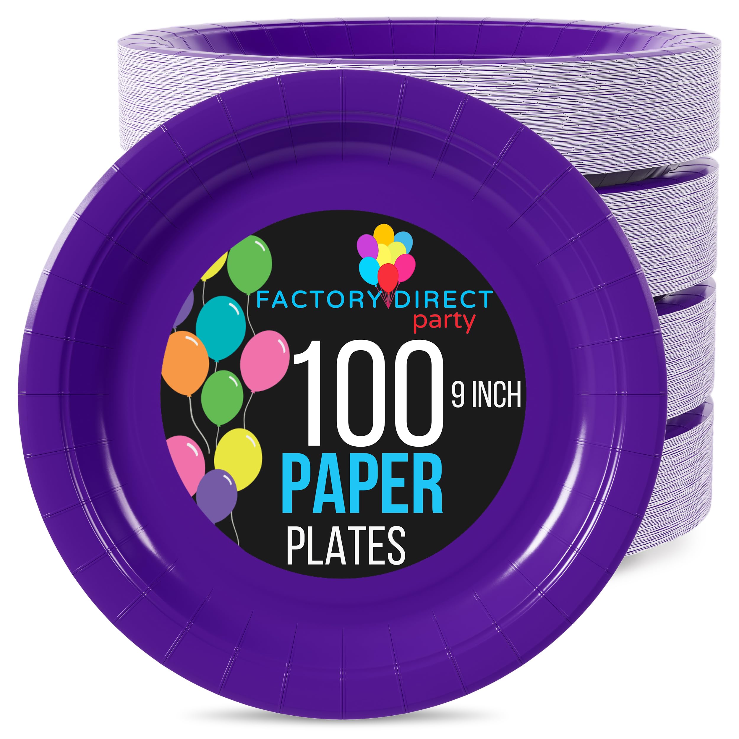 Bulk 9" Purple Paper Plates - 100 Ct.