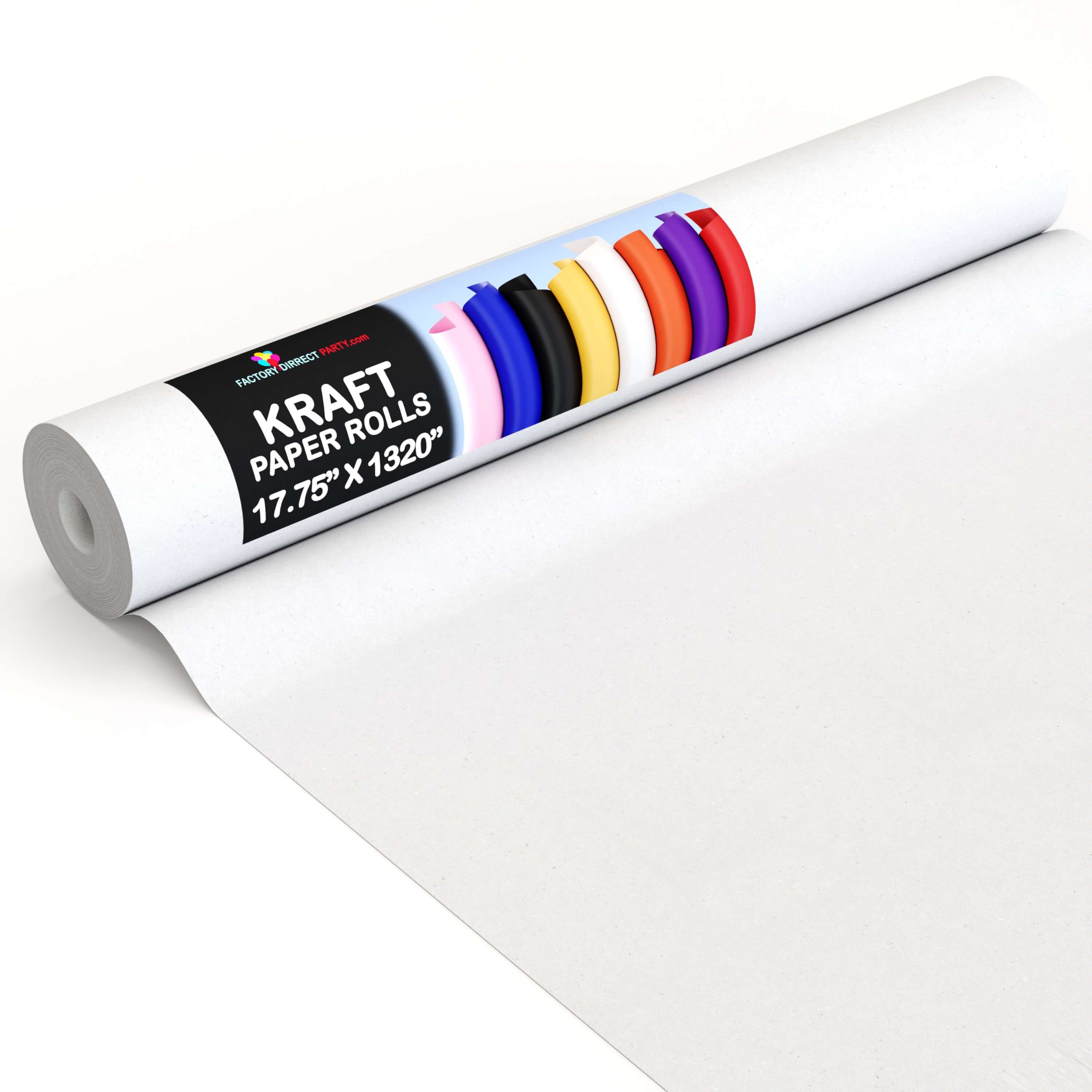 17.75 In. x 110 Ft. White Craft Paper Roll Factory Direct Party