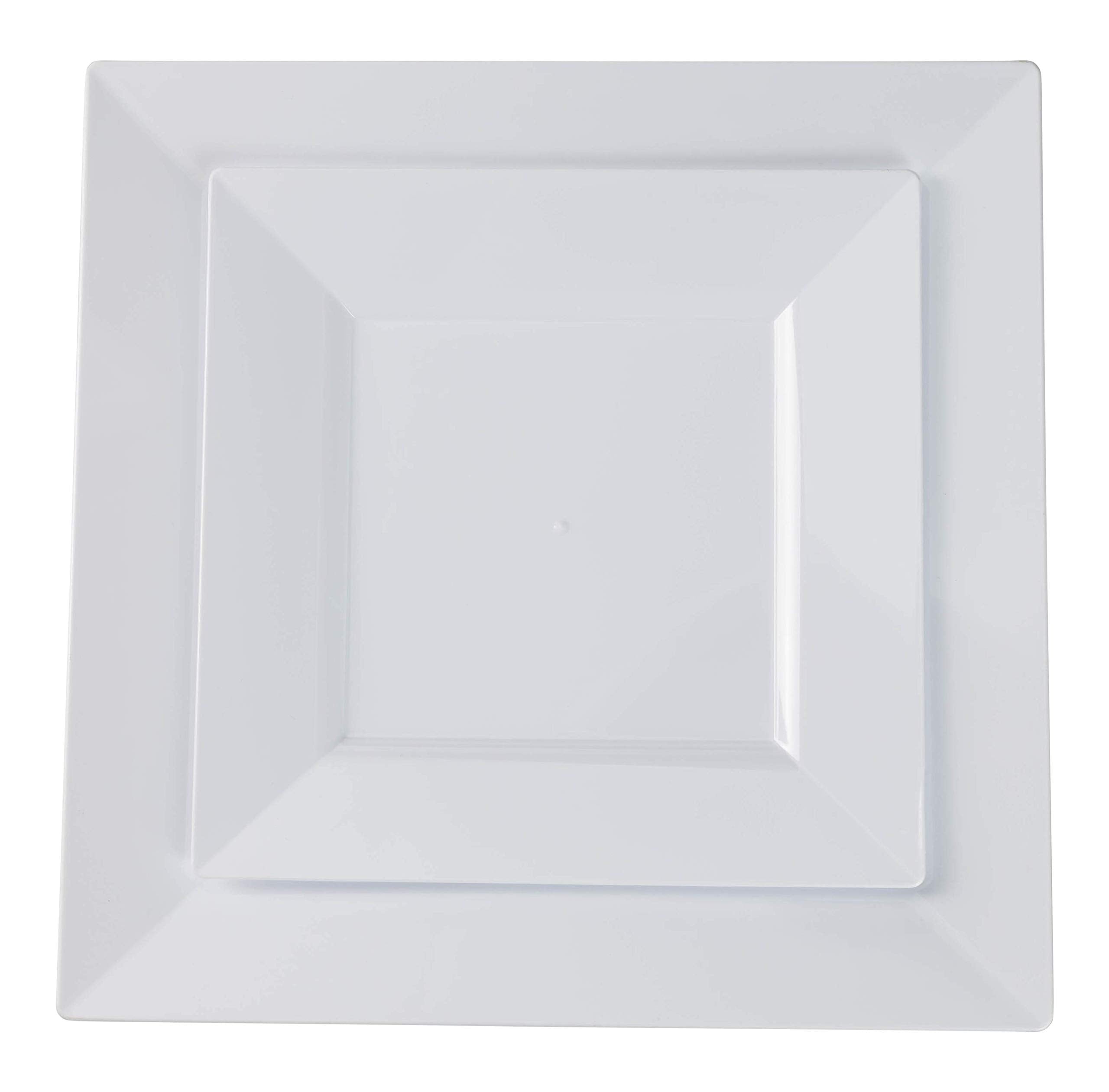 White Square Plastic Dinner Plates
