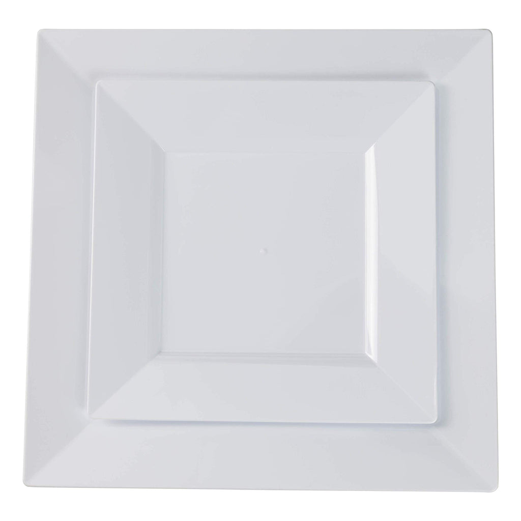 White Square Plastic Dinner Plates