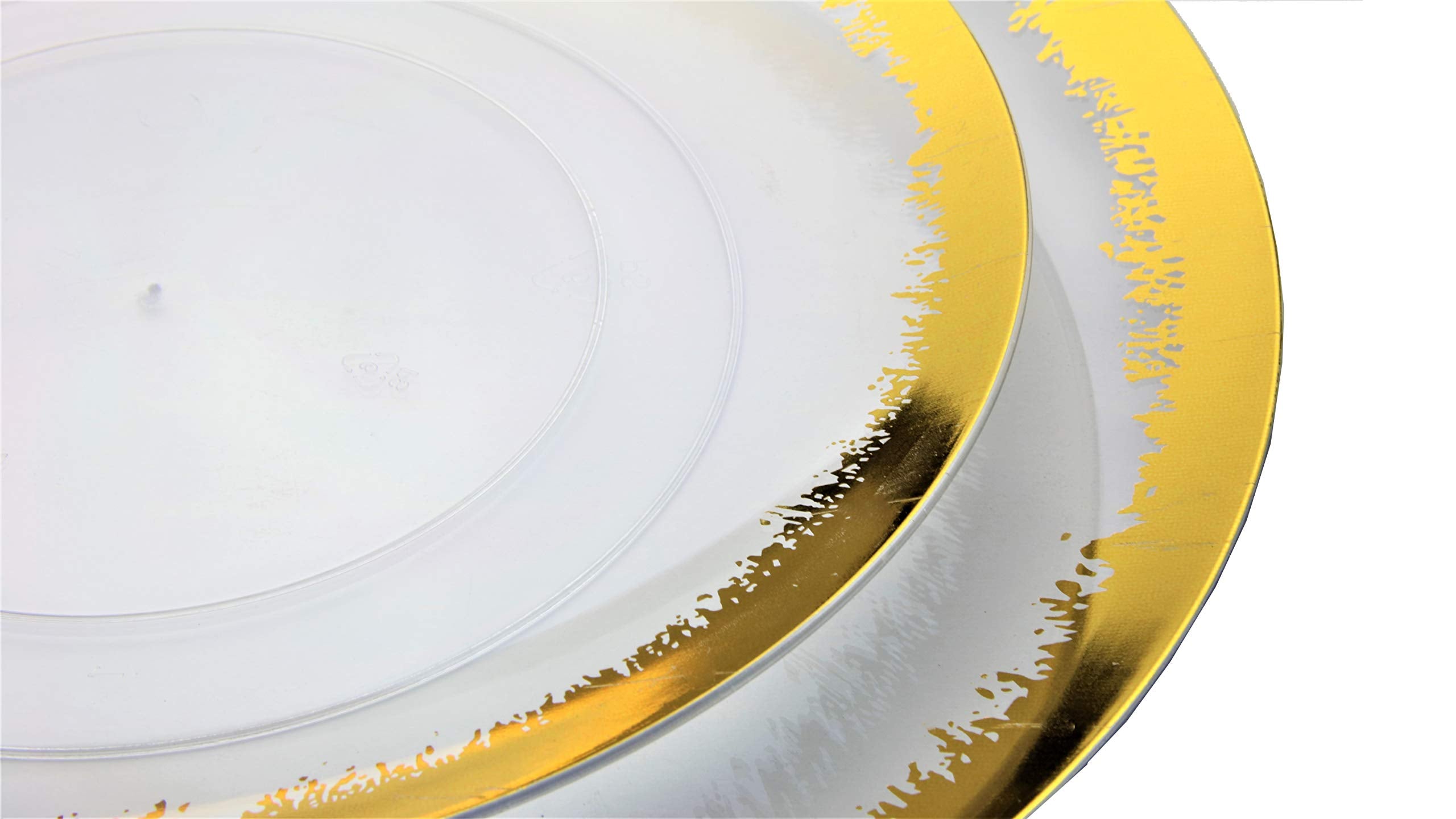 Elegant 10" Clear Plastic Plates With Gold Scratched Design