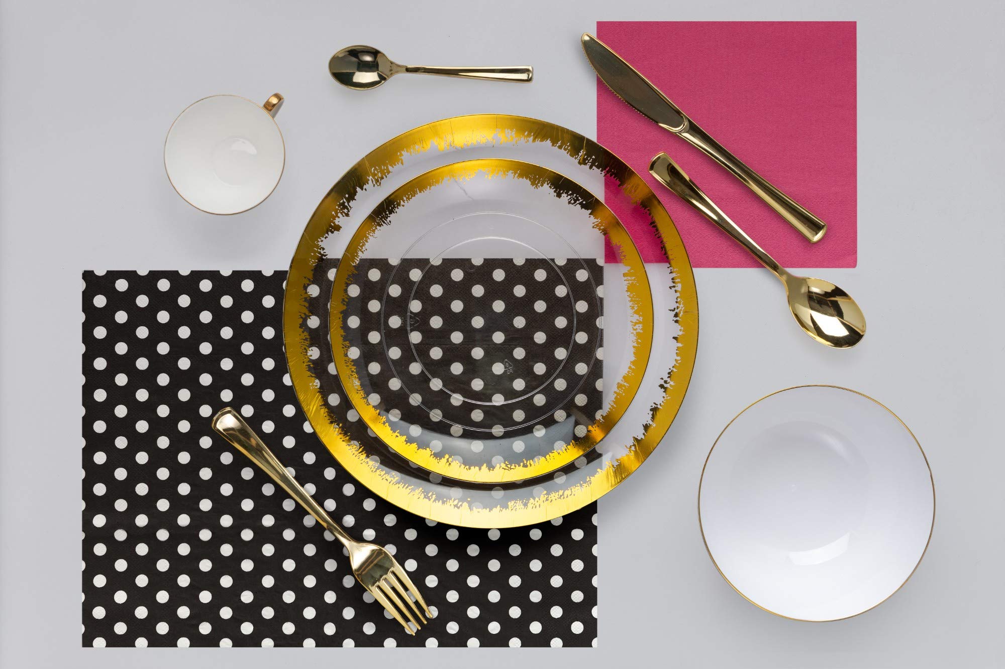 Elegant 10" Clear Plastic Plates With Gold Scratched Design