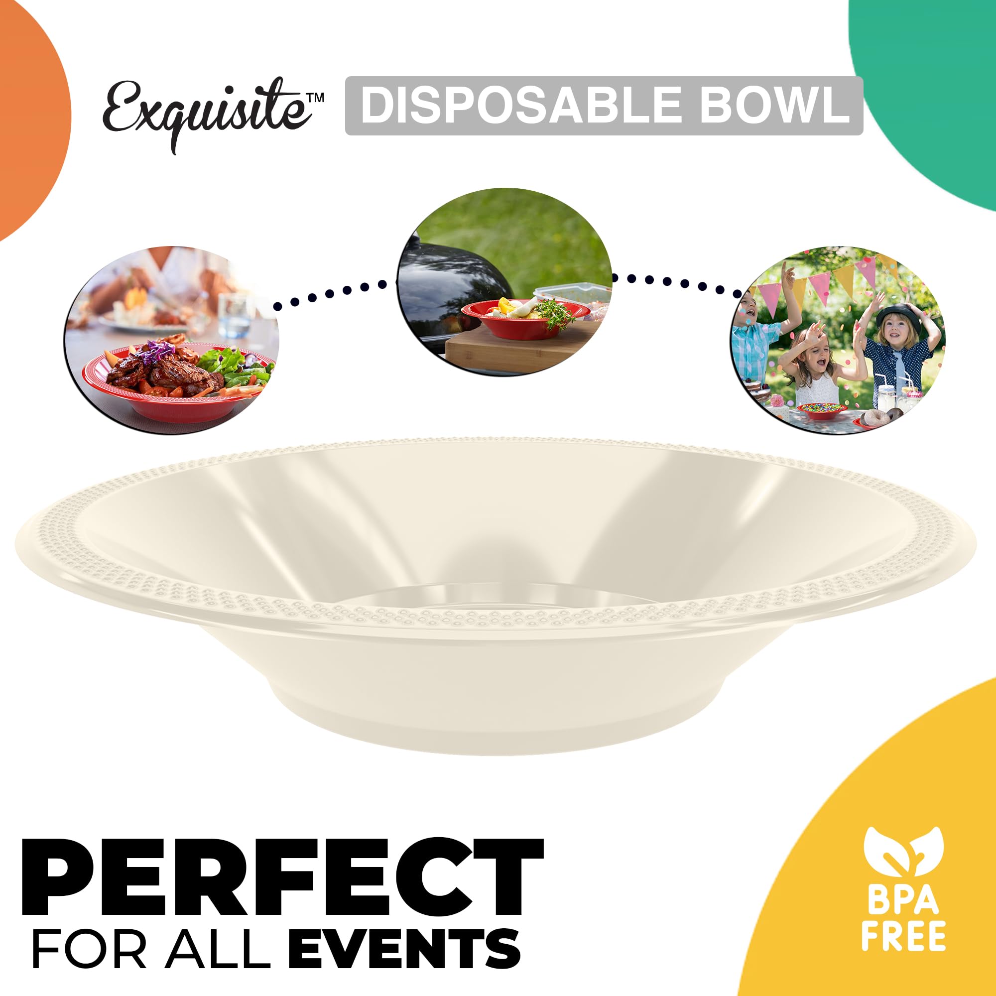 Ivory 12 oz Plastic Bowls