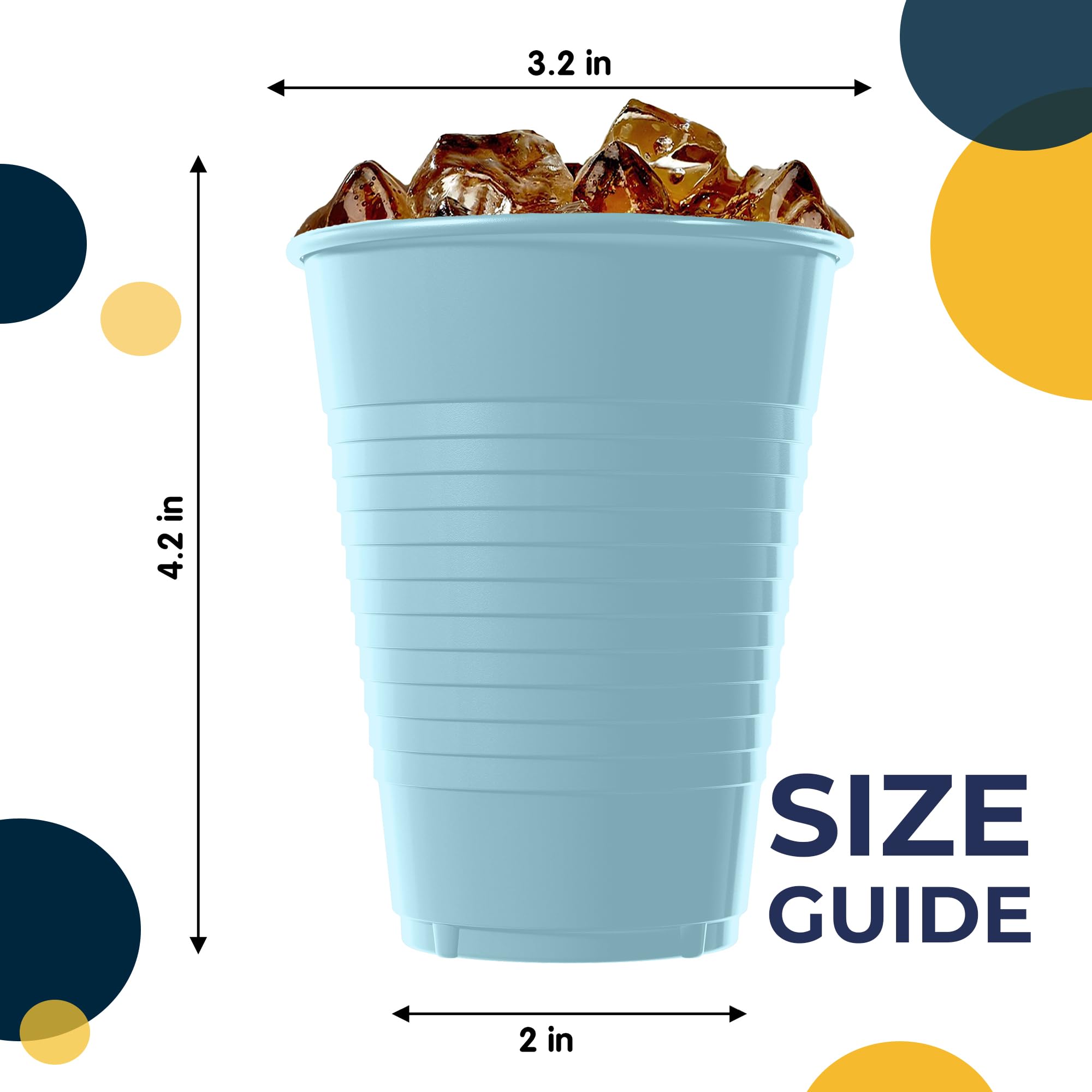12 Oz. Light Blue plastic cups - 50 Ct.