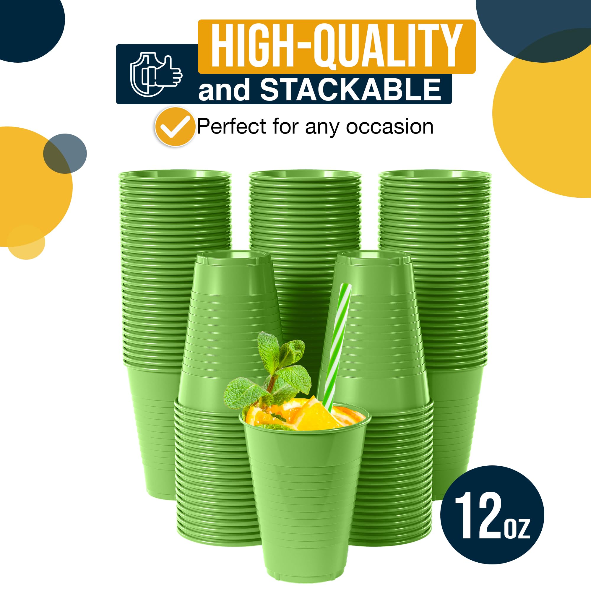 12 Oz. Lime Green plastic cups - 50 Ct.