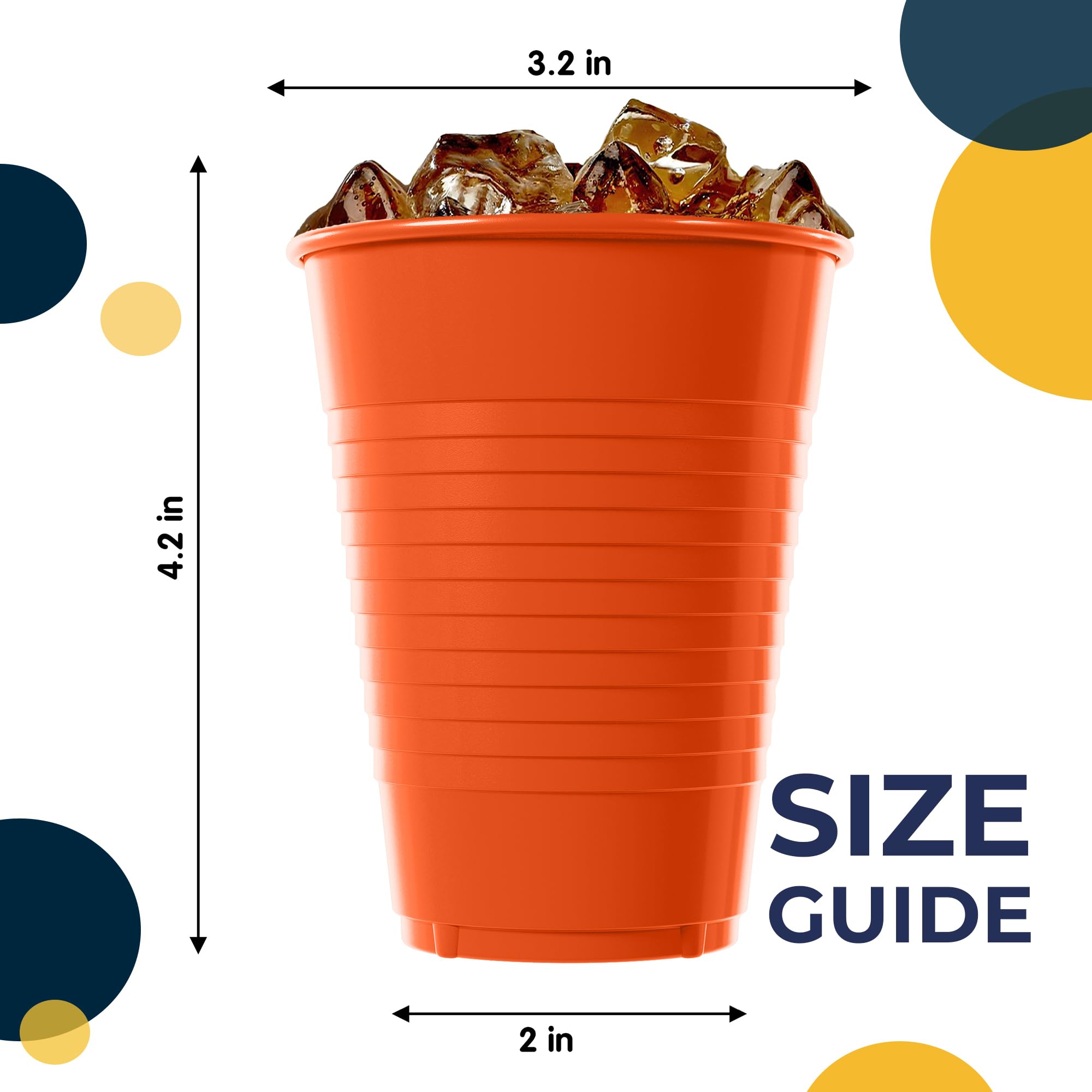 12 Oz. Orange plastic cups - 50 Ct.