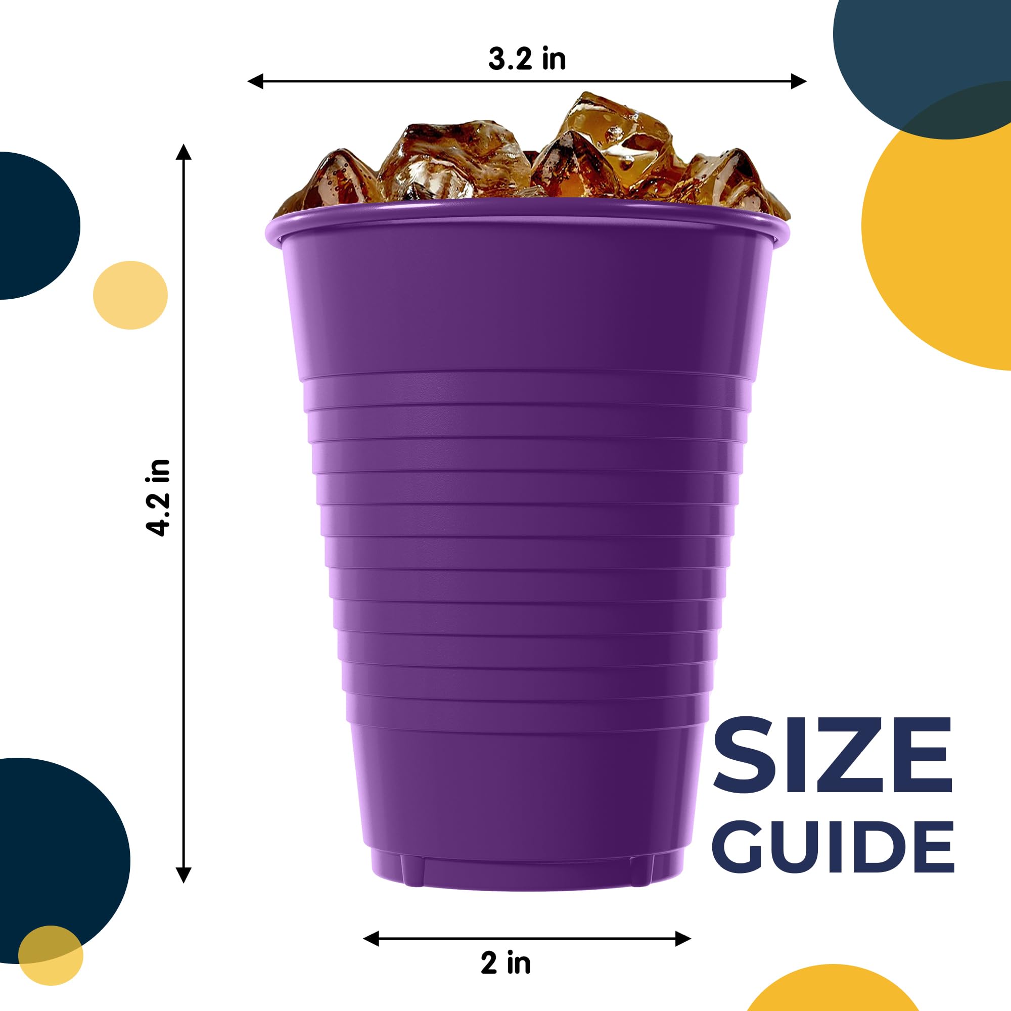 12 Oz. Purple plastic cups - 50 Ct.