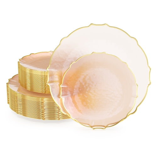 Elegant Petal Design Light Pink Plastic Plates - 40 Ct.