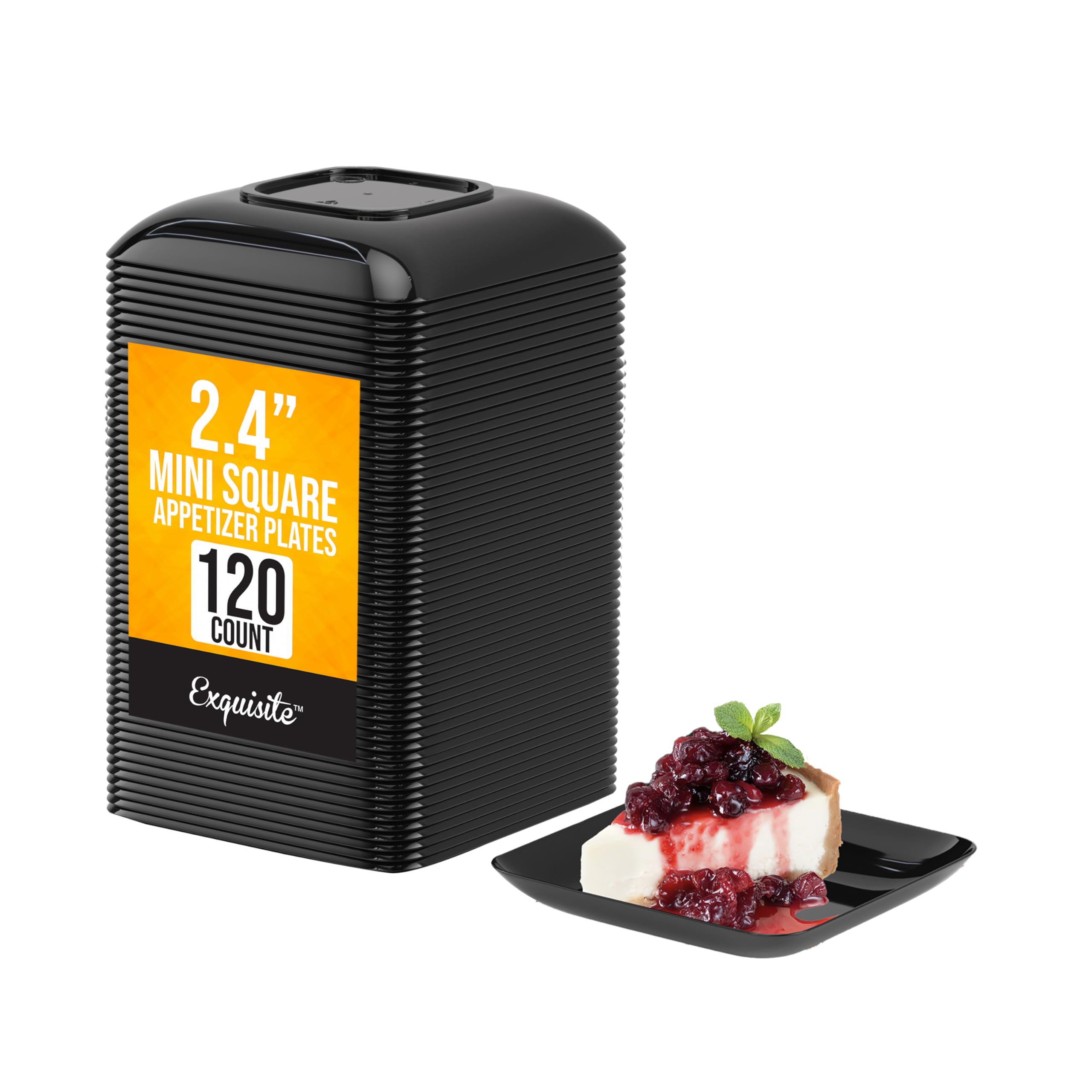 Black Mini Edgeless Square Plates - 20 ct.