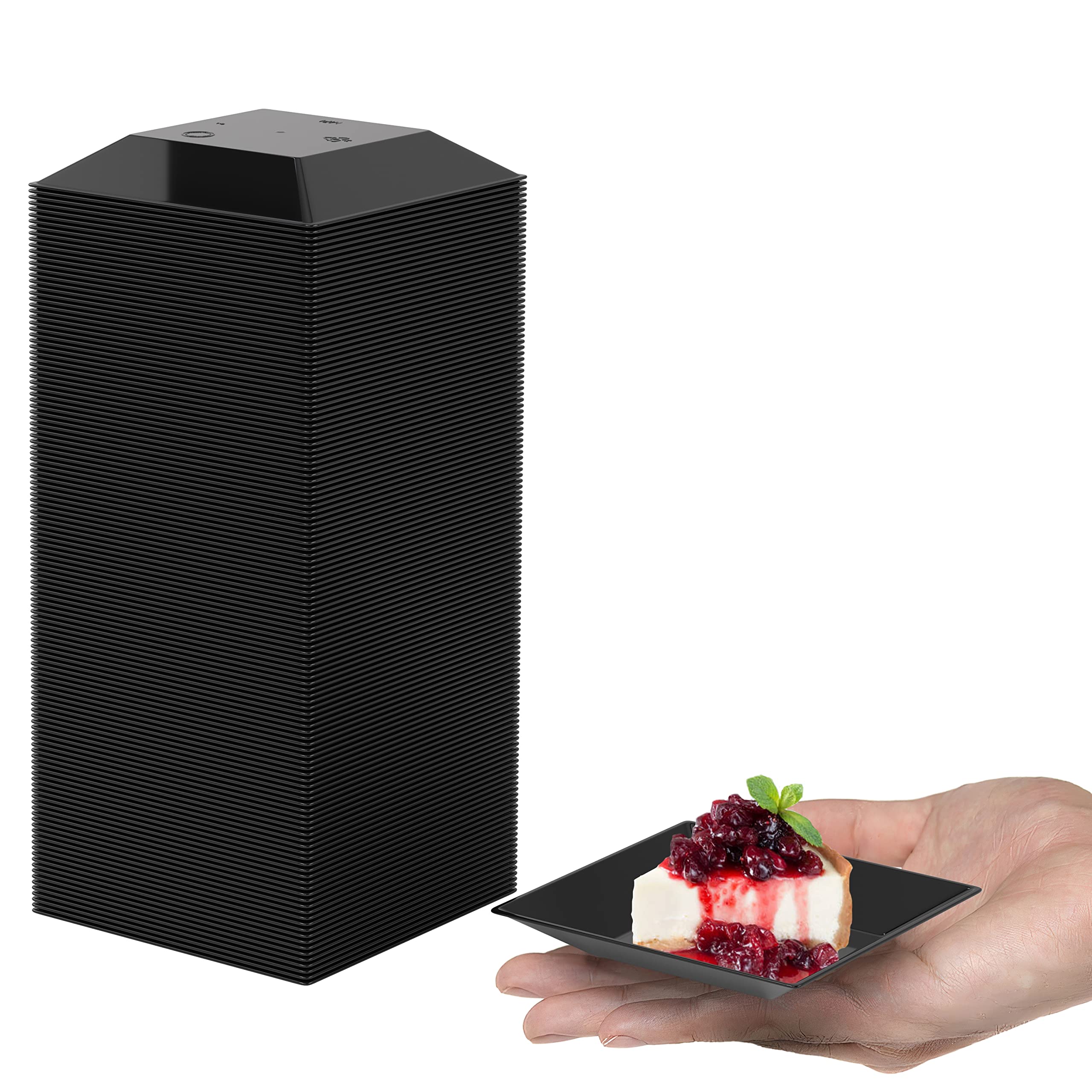 Black Square Miniature Plates - 20 ct.