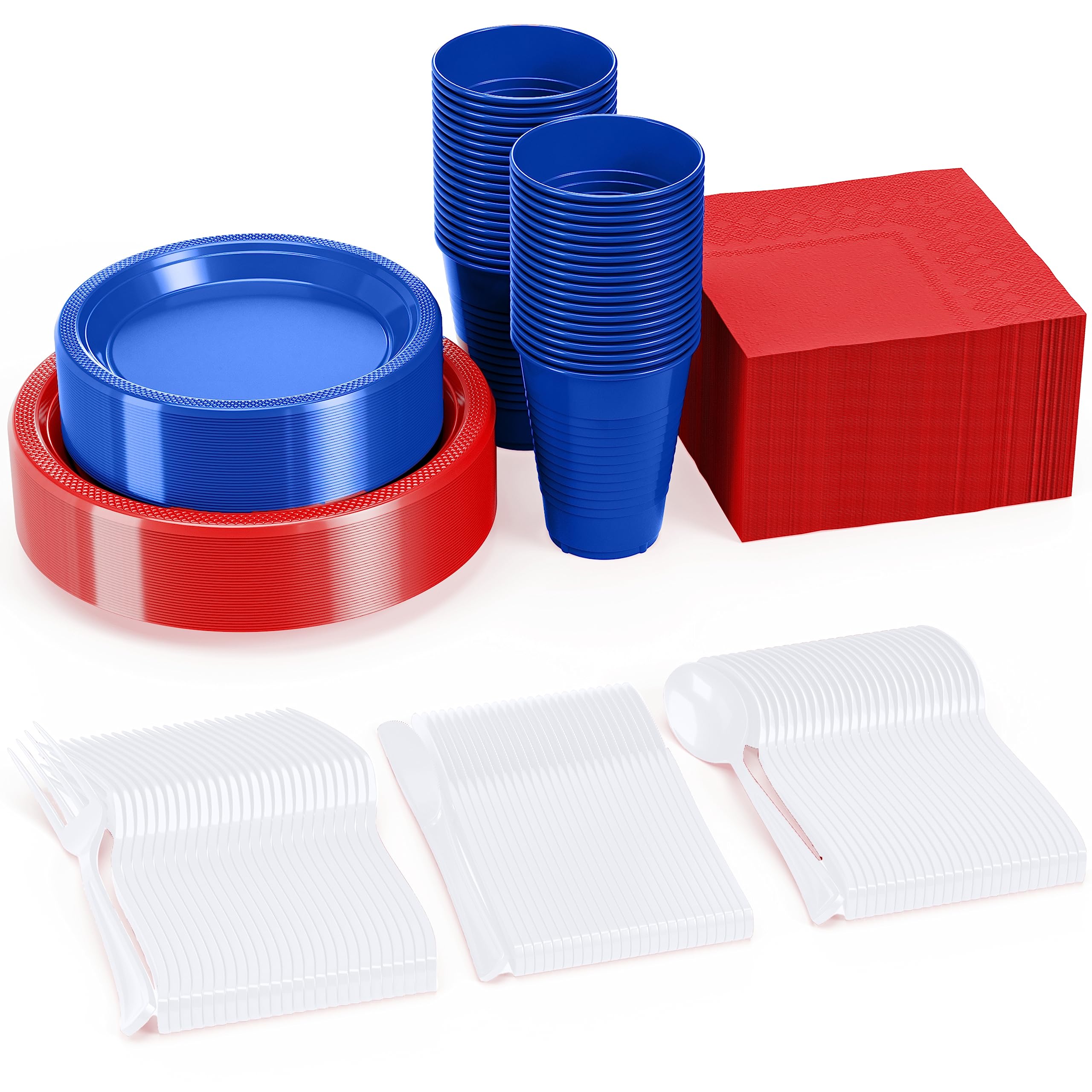 350 Piece Bulk Patriotic Plastic Tableware