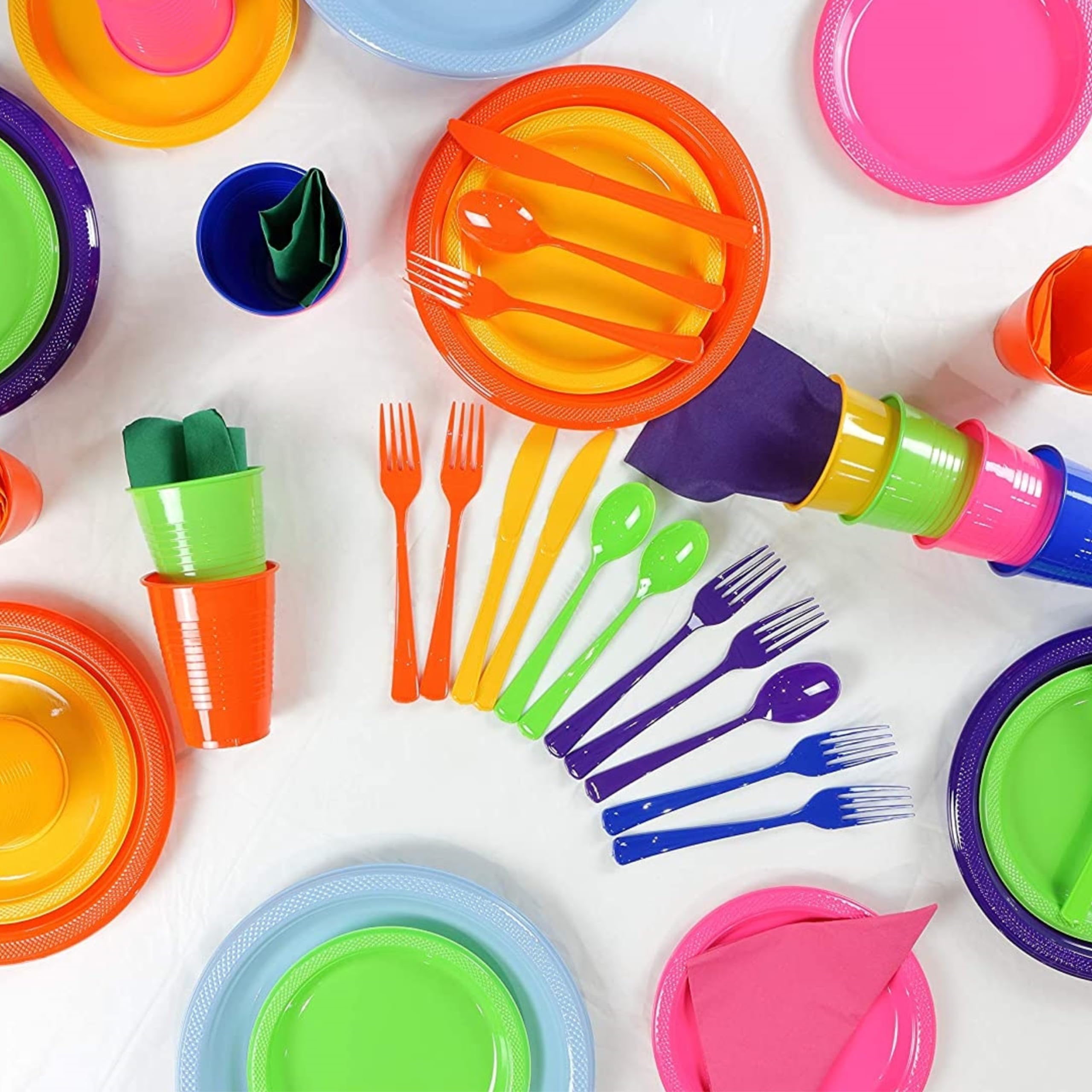 Bulk 350 Pcs Ivory Plastic Tableware Set