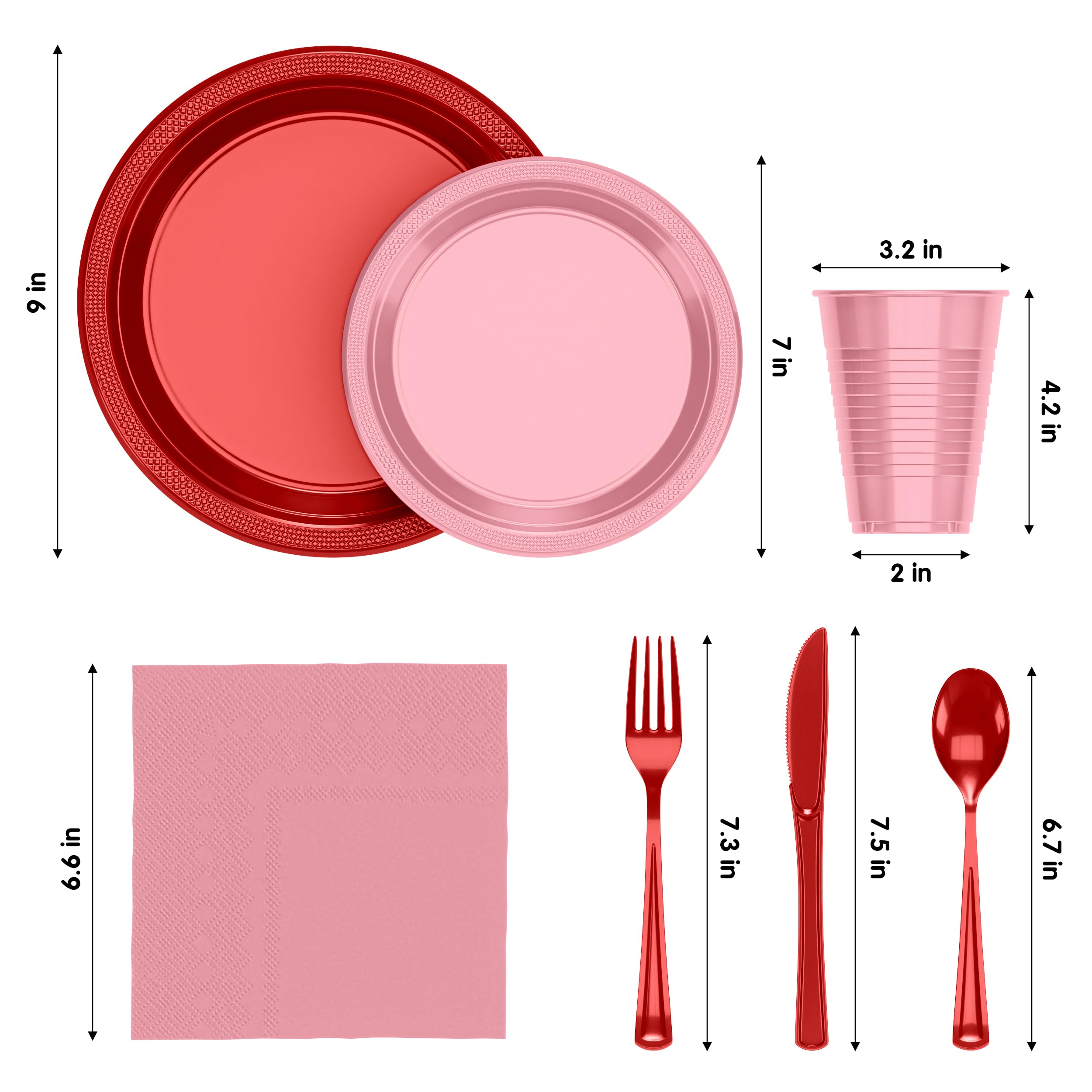 Bulk 350 Pcs Valentines Day Plastic Tableware Set