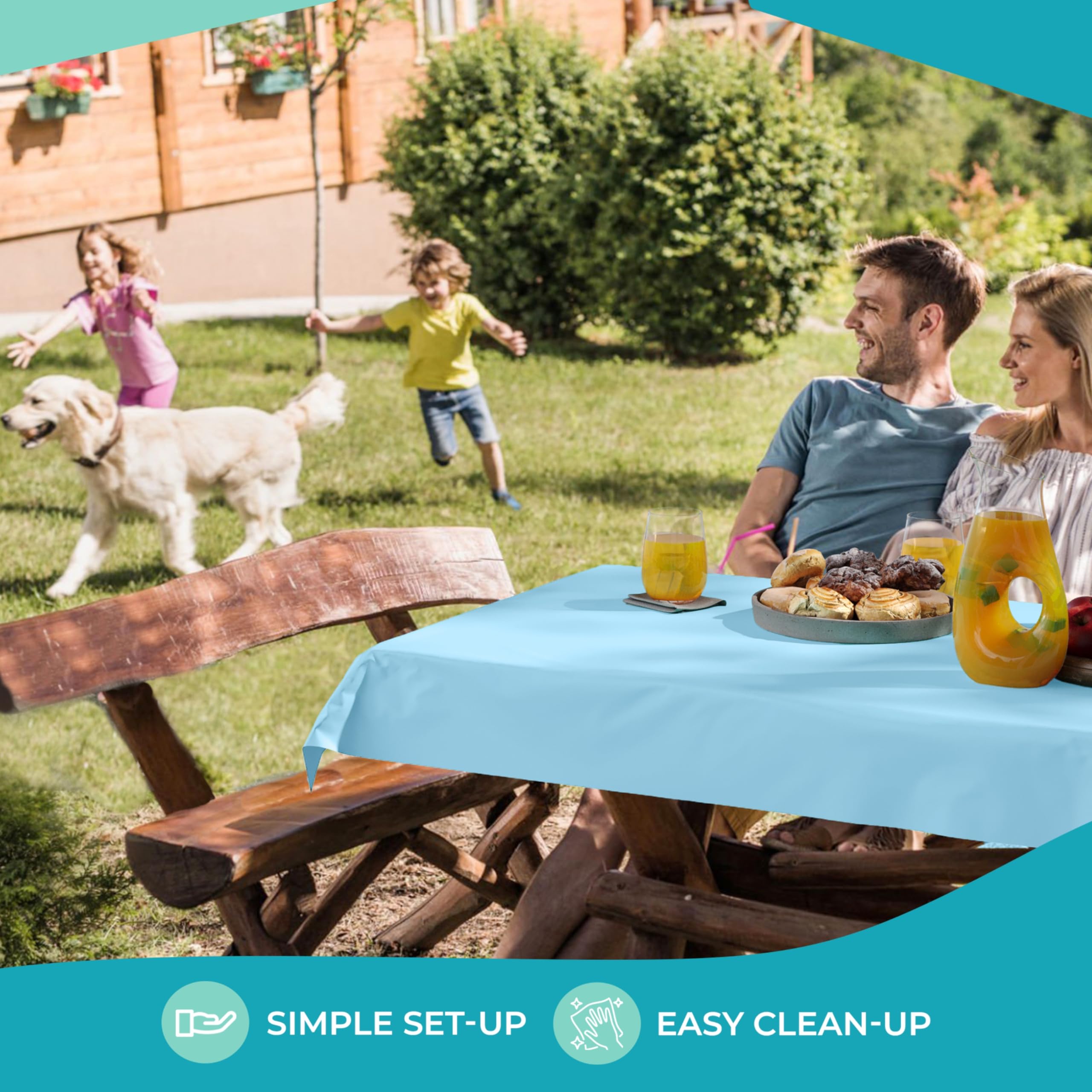 Sky Blue Plastic Table Roll