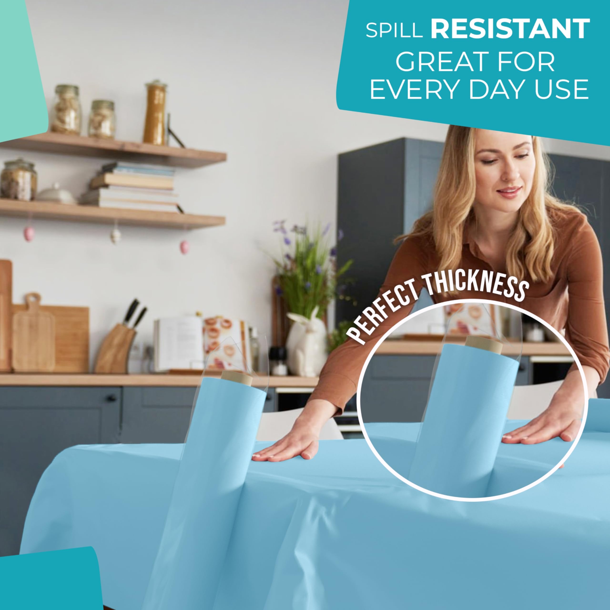 Sky Blue Plastic Table Roll