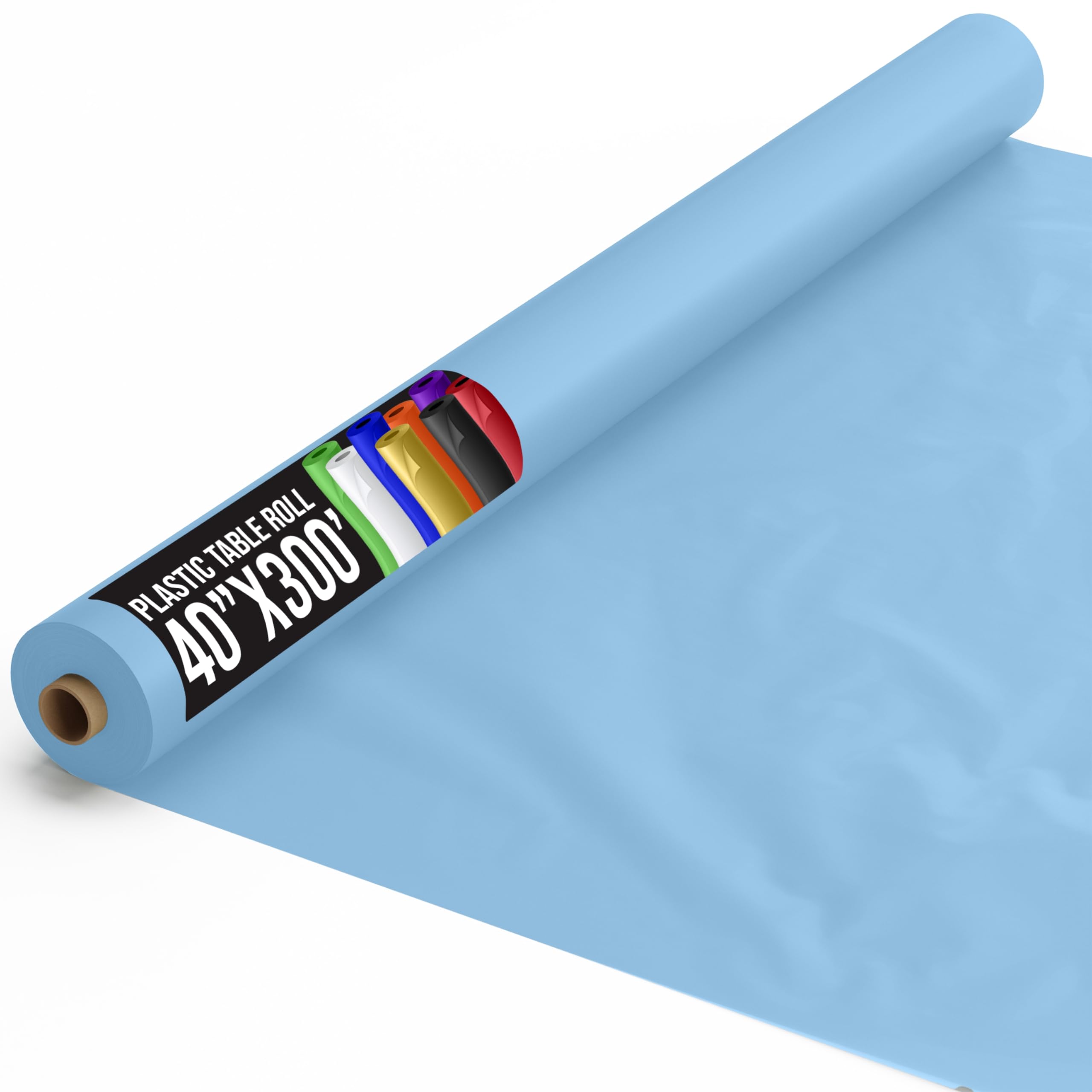 Premium 40 in. x 300' Light Blue Banquet Table Roll