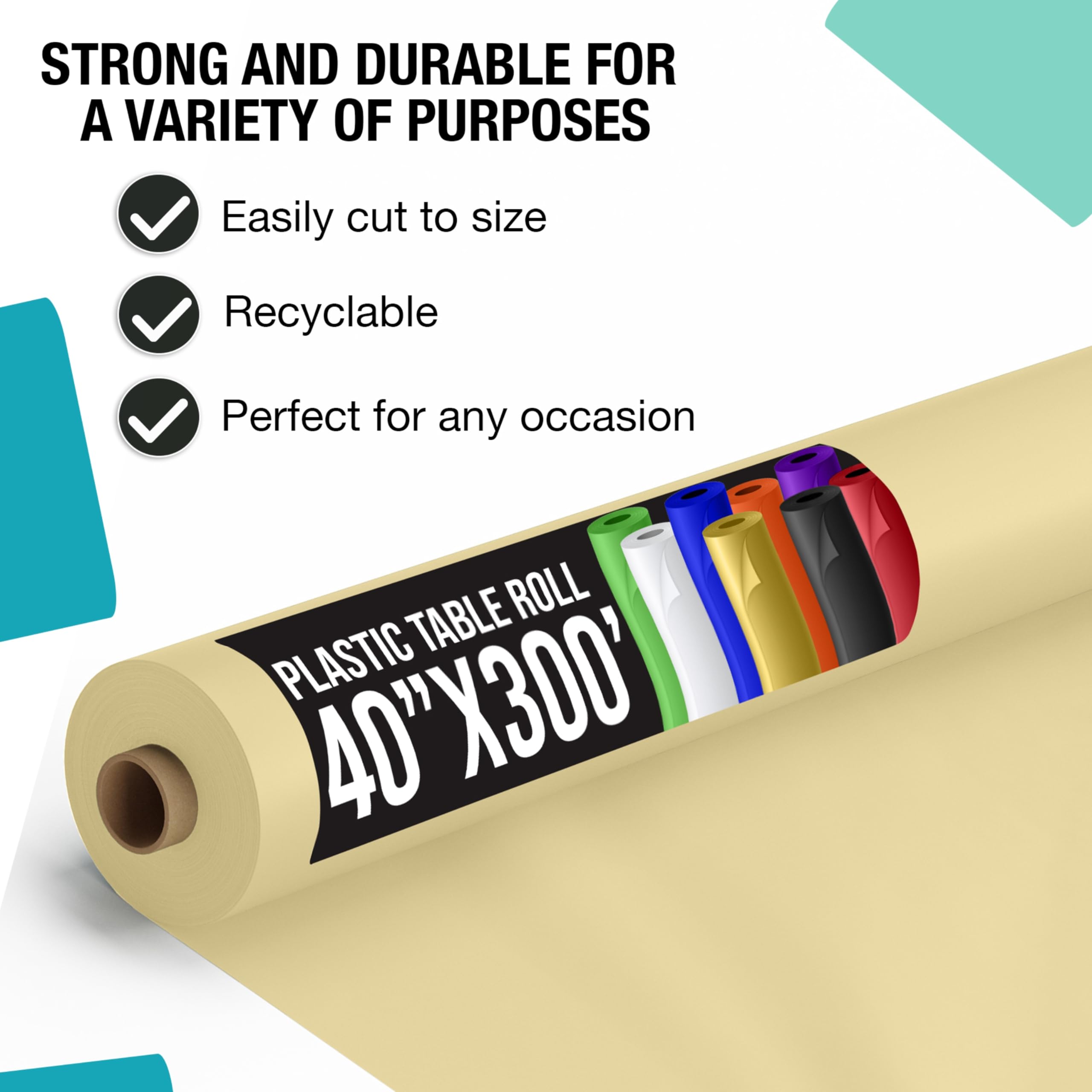40 in. x 300' Light Yellow Banquet Table Roll