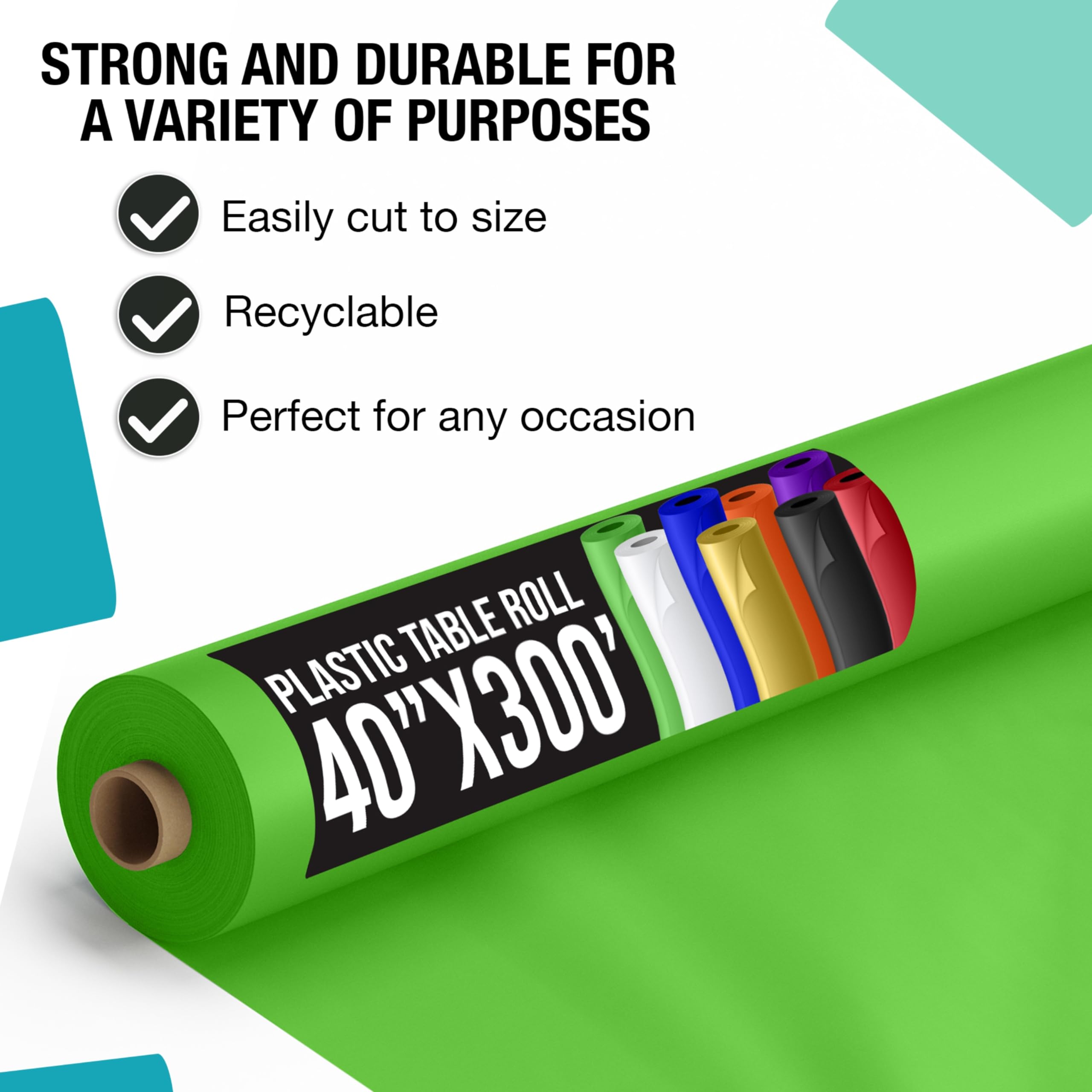 40 in. x 300' Lime Green Banquet Table Roll