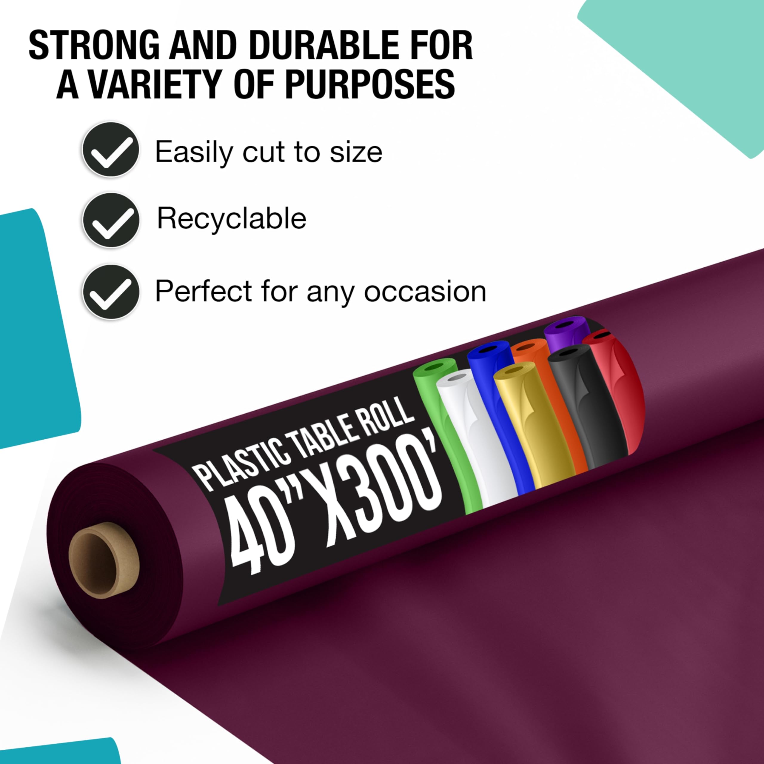 Premium 40 in. x 300' Plum Banquet Rolls