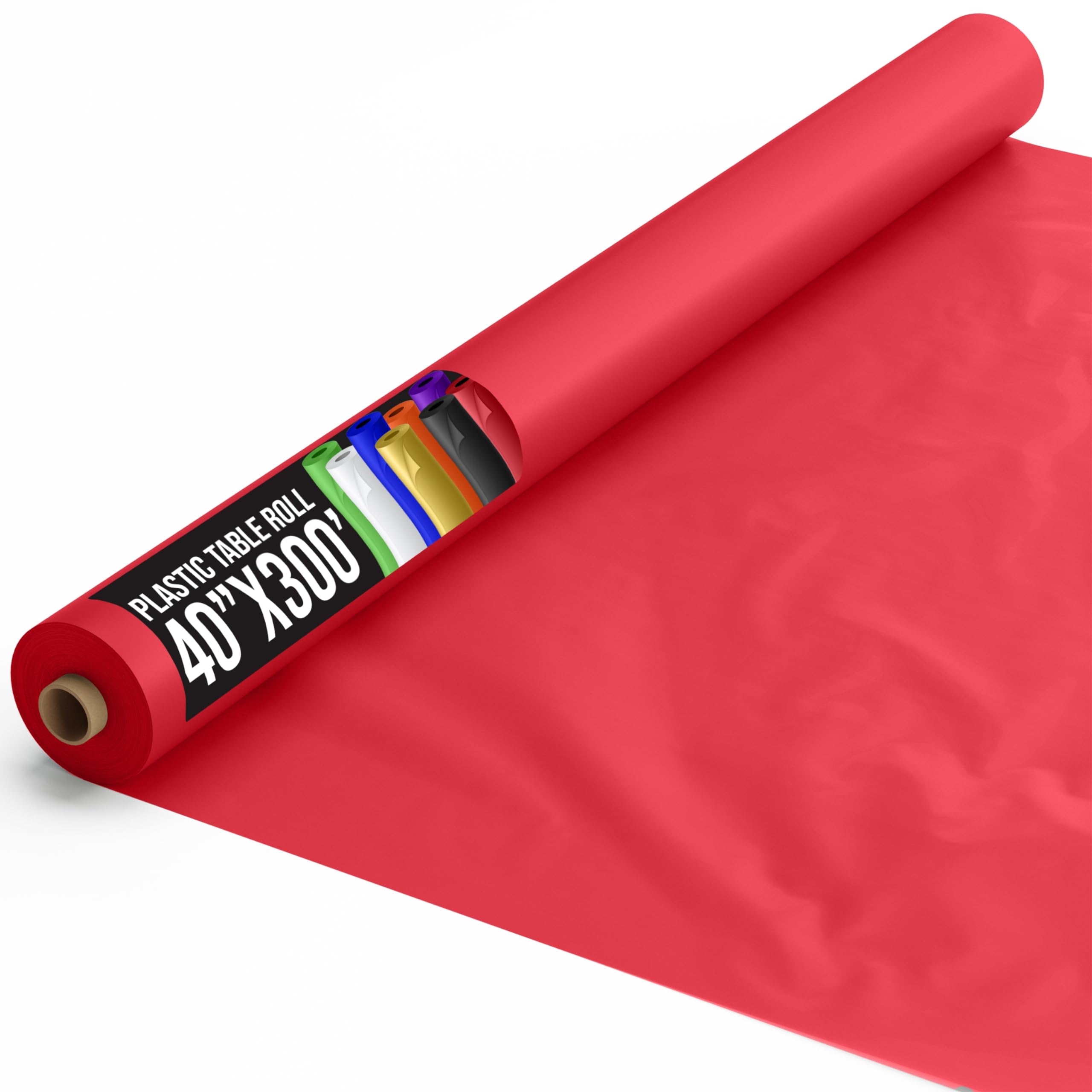 Premium 40 in. x 300' Red Banquet Table Roll