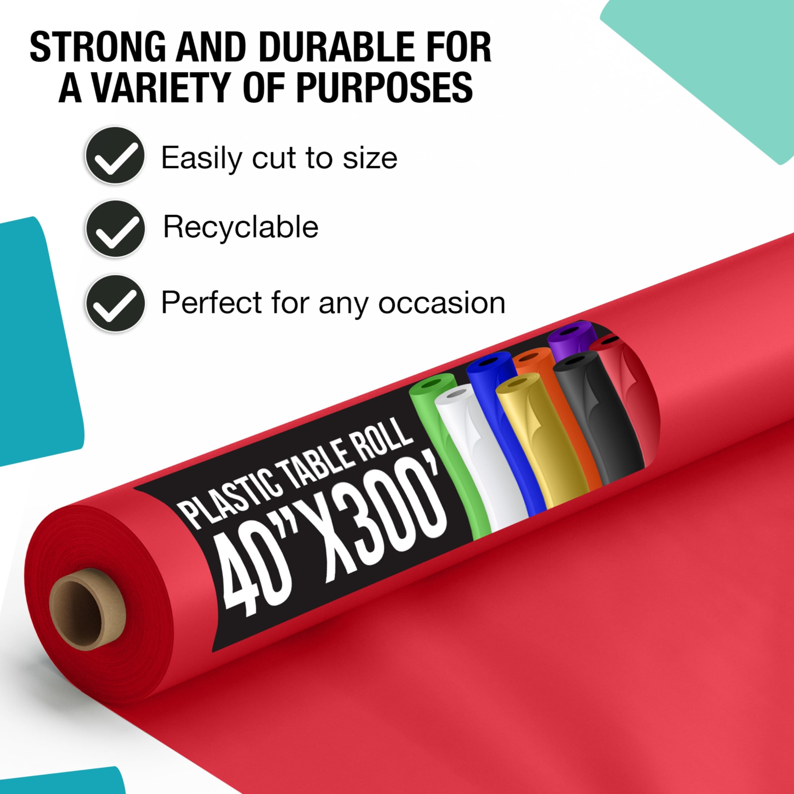 Premium 40 in. x 300' Red Banquet Table Roll