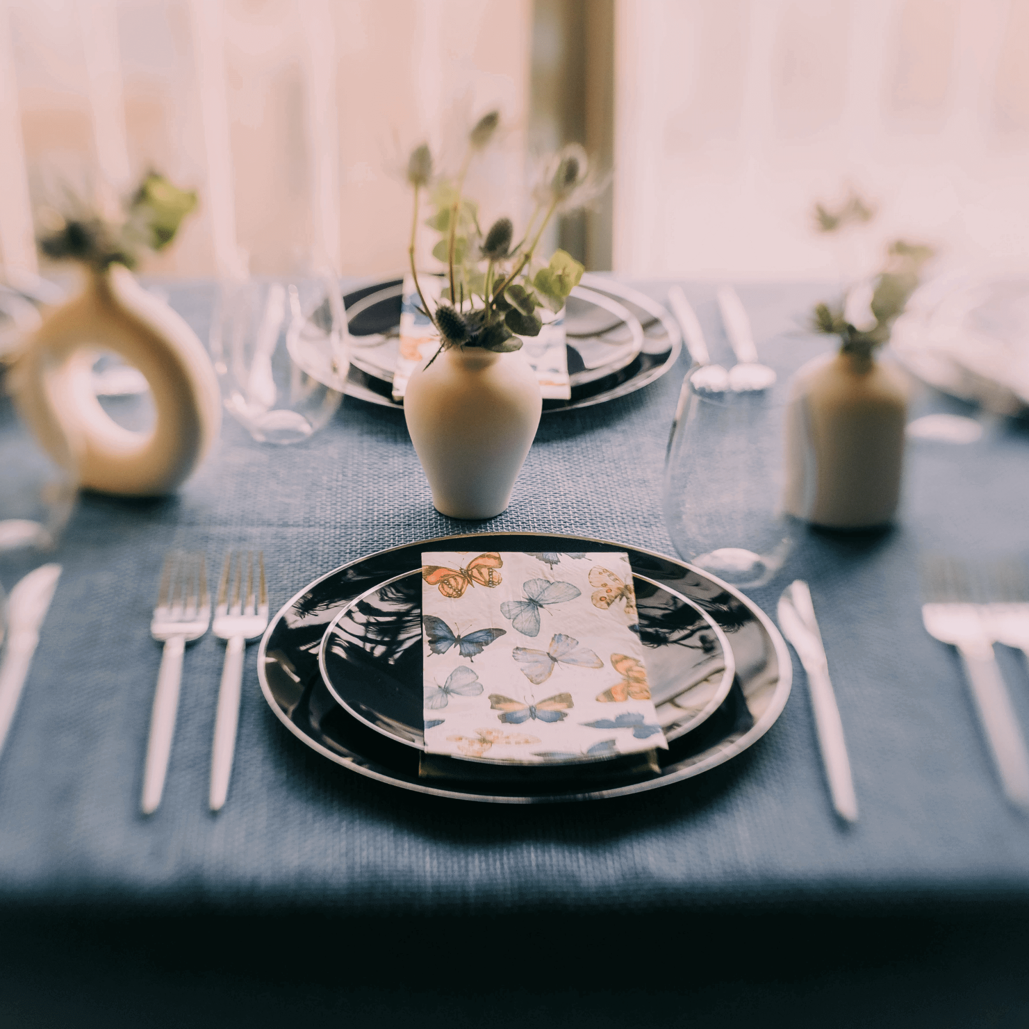 10 In. Elegant Navy Classic Design Plastic Plates