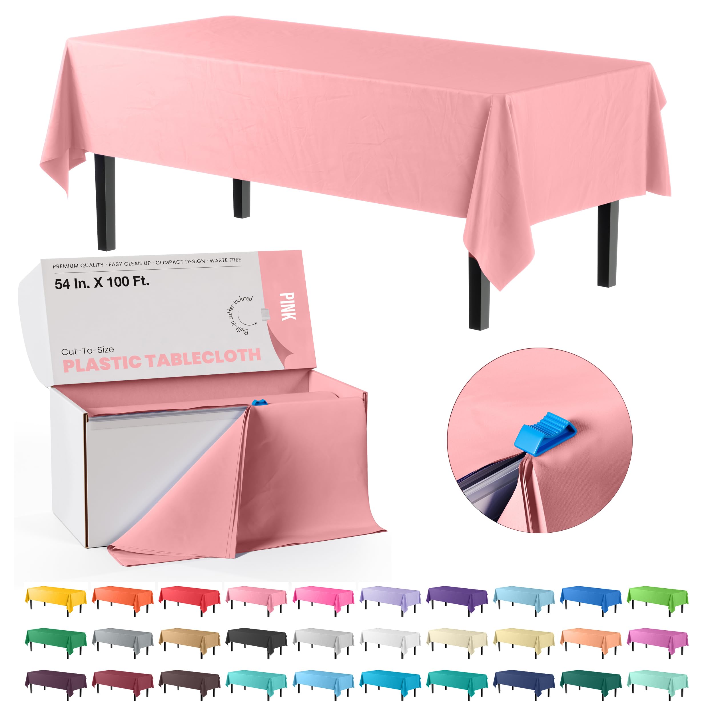 54 In. X 100 Ft. Pink Cut To Size Table Cover