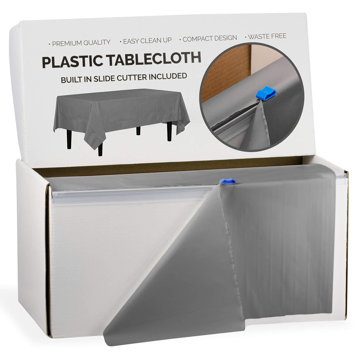 54 In. X 100 Ft. Silver Cut To Size Table Cover