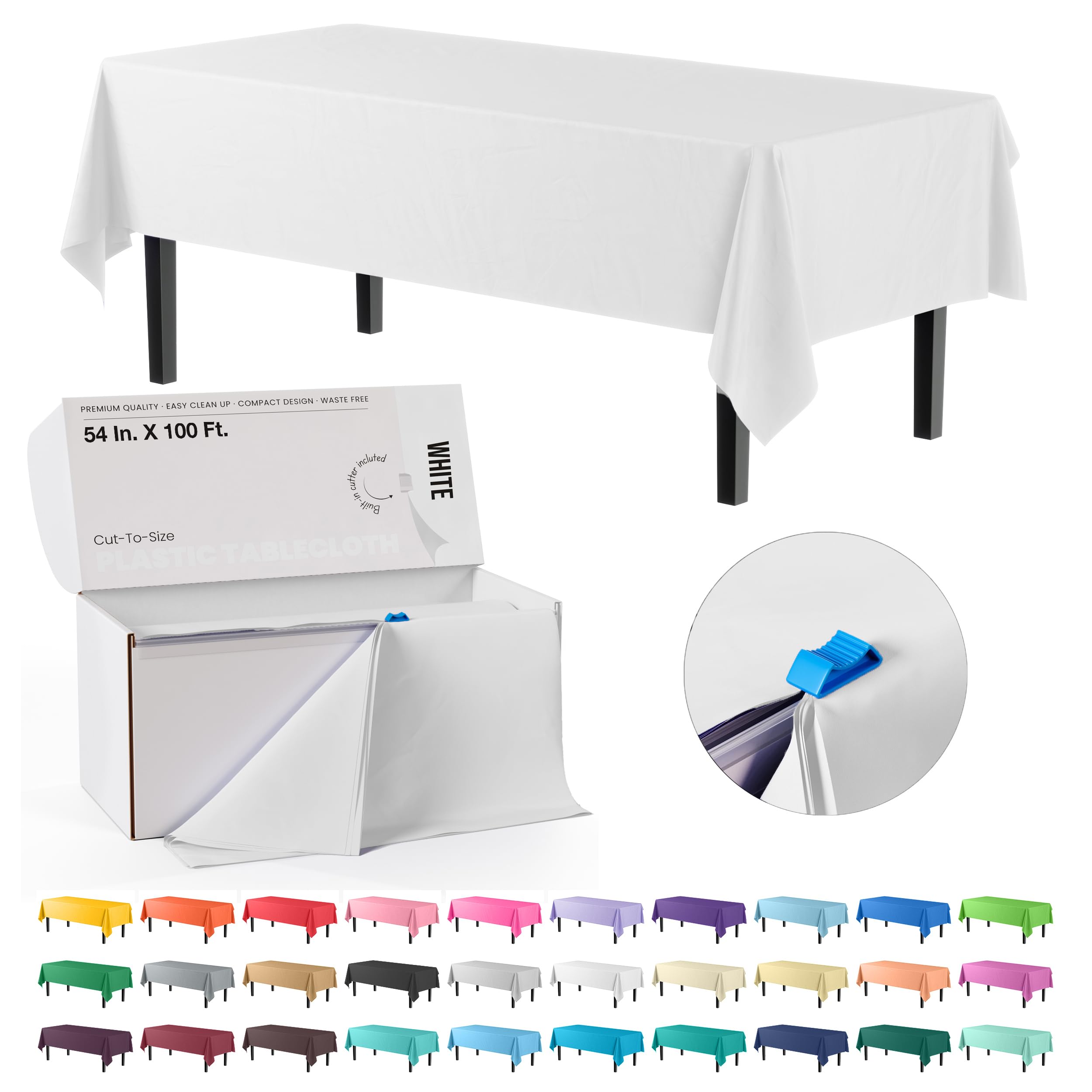 54 In. X 100 Ft. White Cut To Size Table Cover