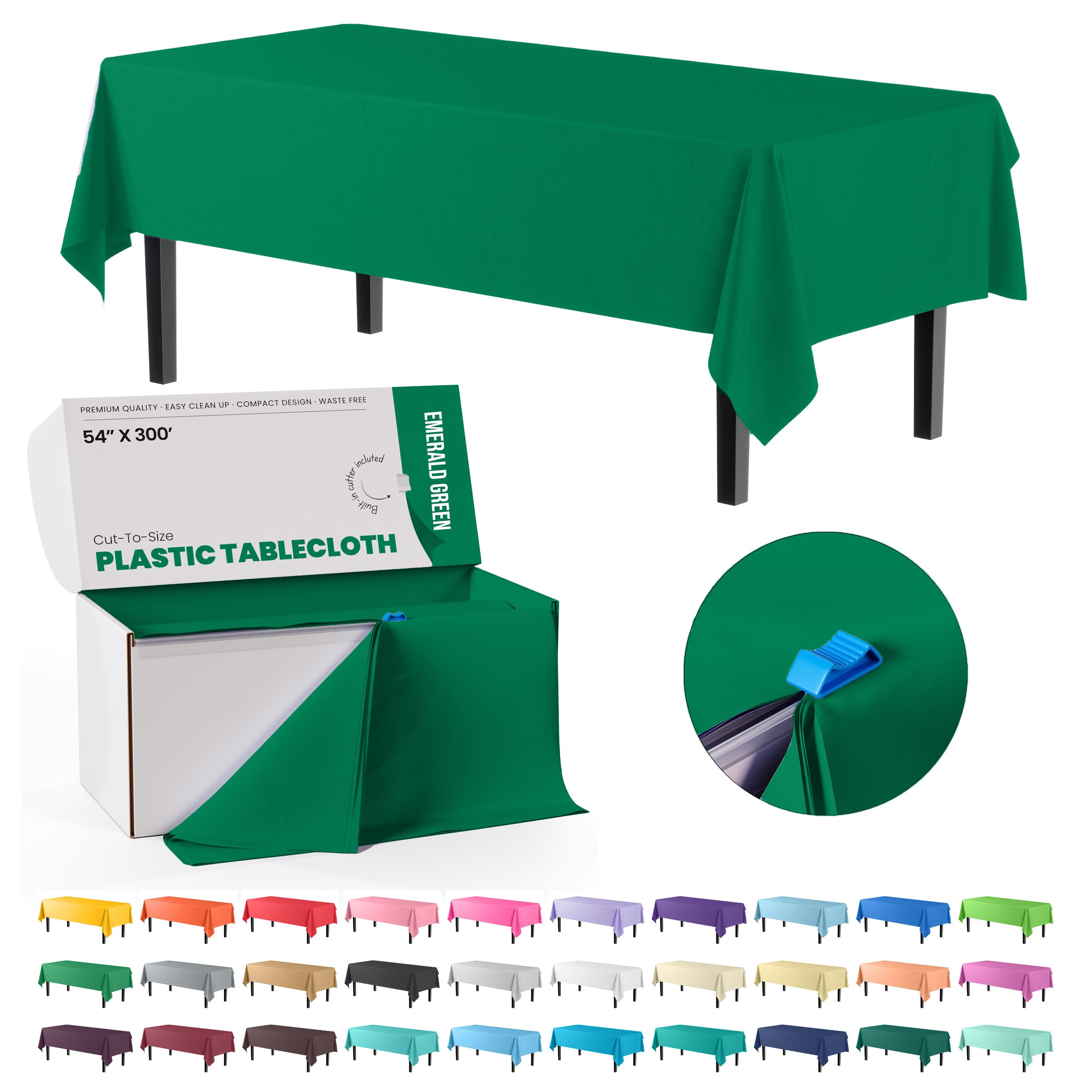 54 In. X 300 Ft. Emerald Green Cut To Size Table Cover