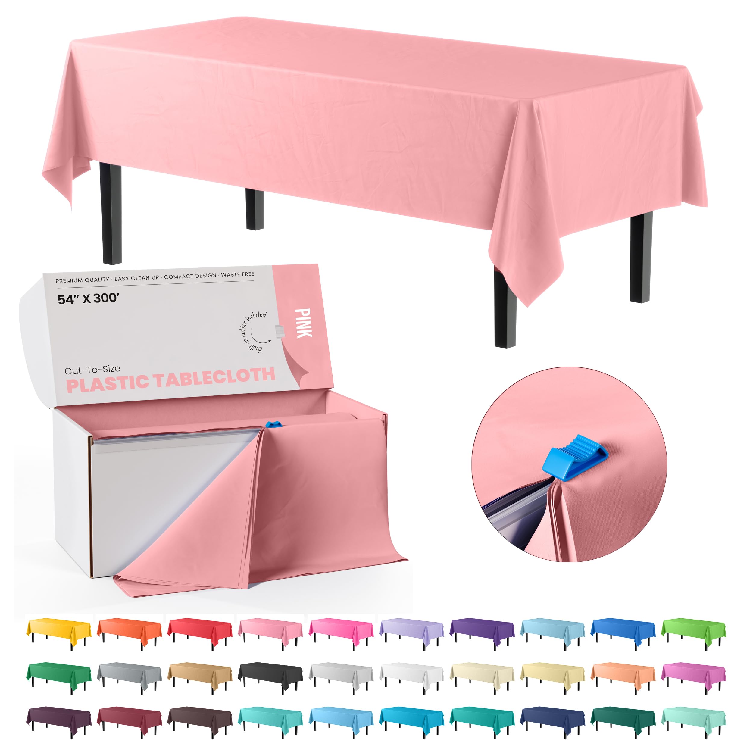 54 In. X 300 Ft. Pink Cut To Size Table Cover