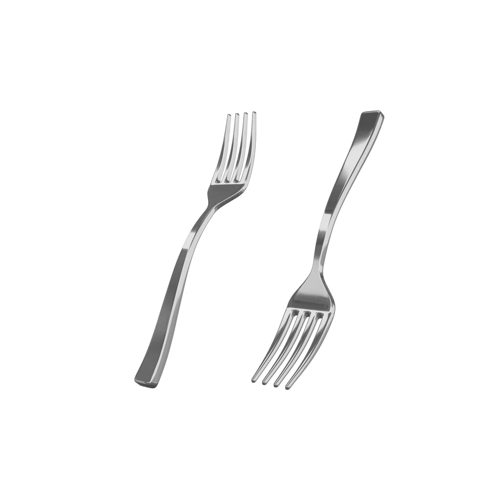 Elegant Classic Silver Plastic Tasting Forks - 48 Ct.