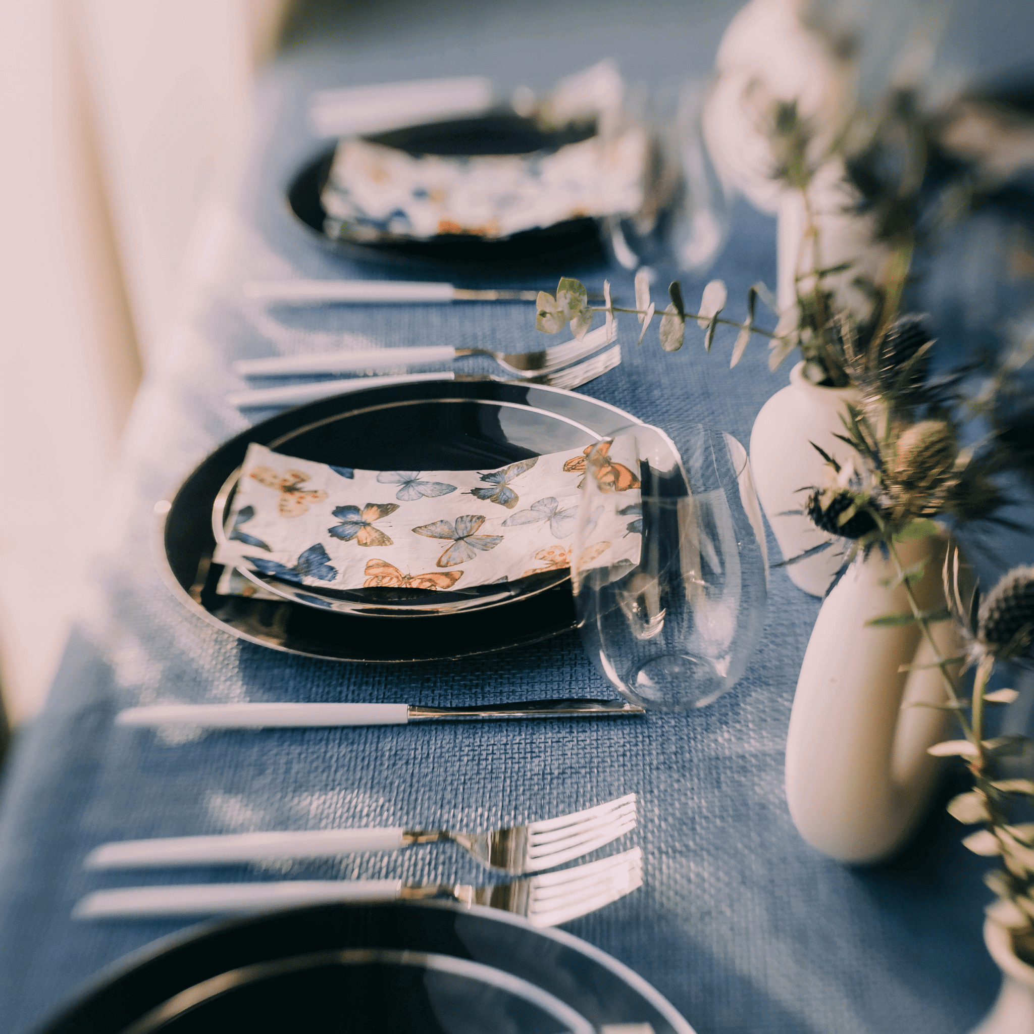 10 In. Elegant Navy Classic Design Plastic Plates