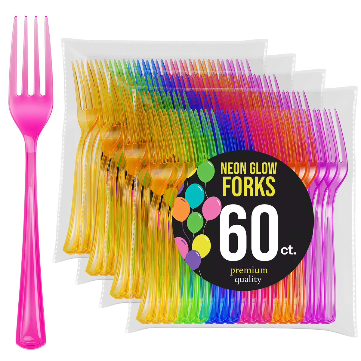 Heavy Duty Neon Plastic Forks 50 Ct.