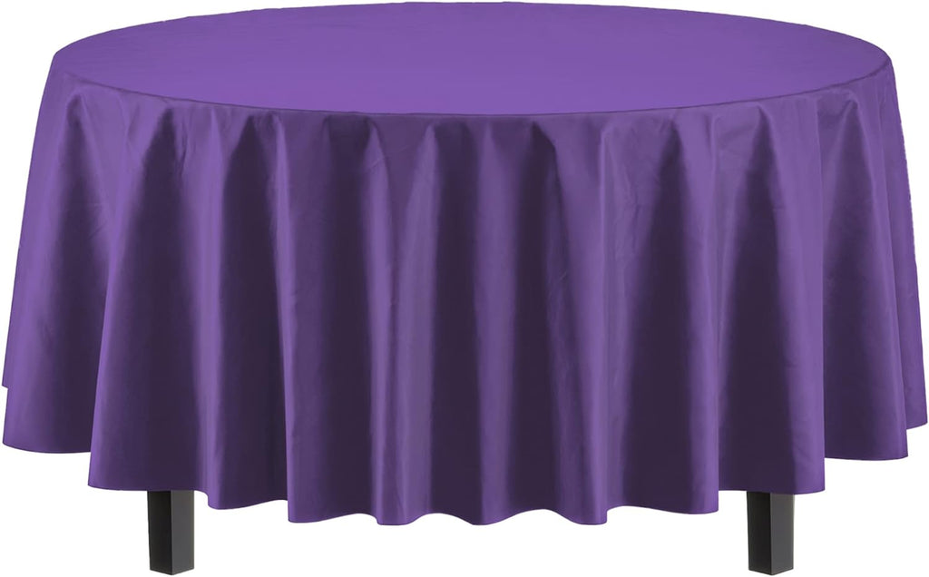 Premium Round Purple Plastic Table Cover