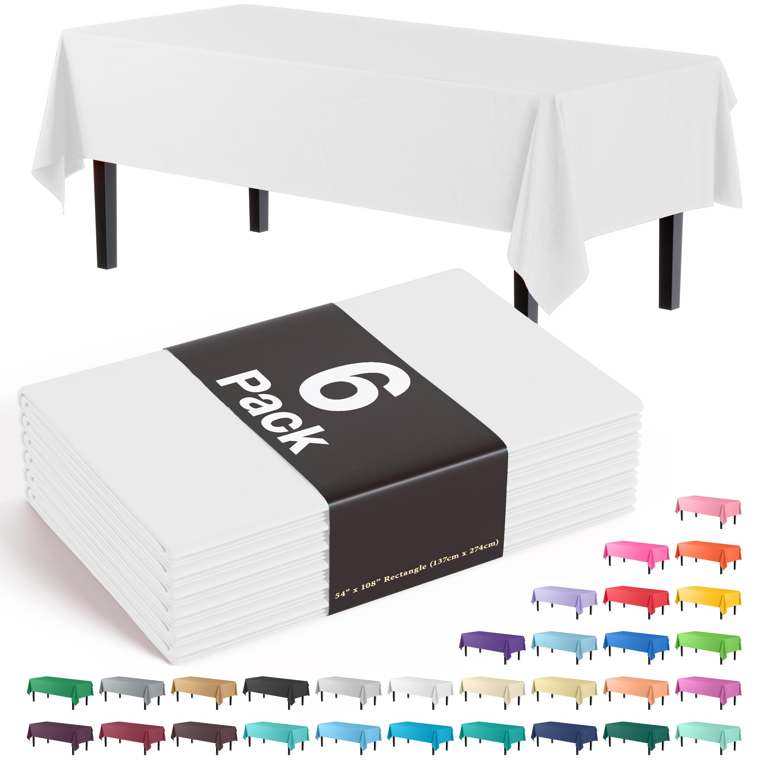 Premium White Plastic Table Covers | 6 Pack