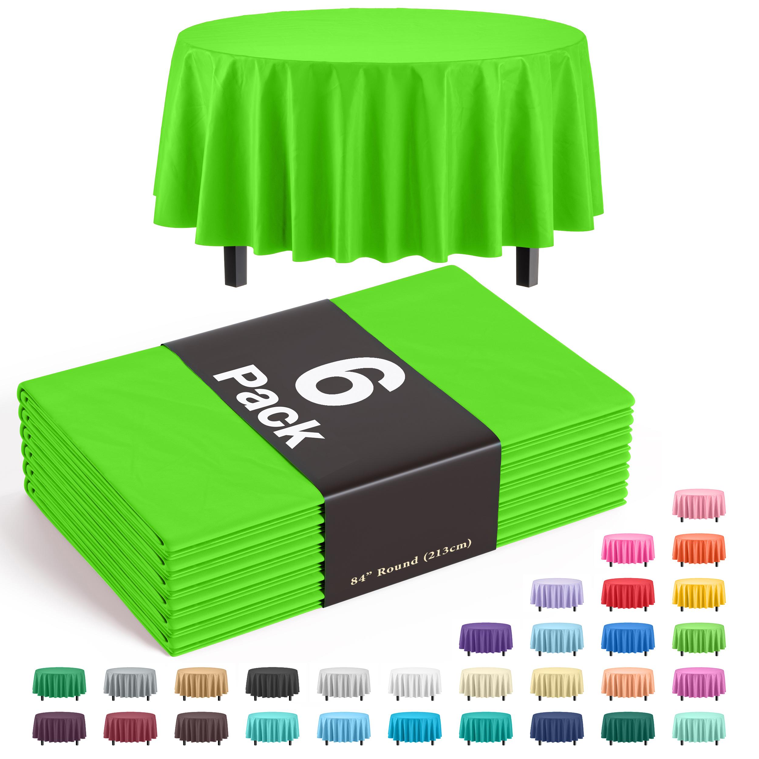 Round Lime Green Plastic Table Covers | 6 Pack - 84 in.