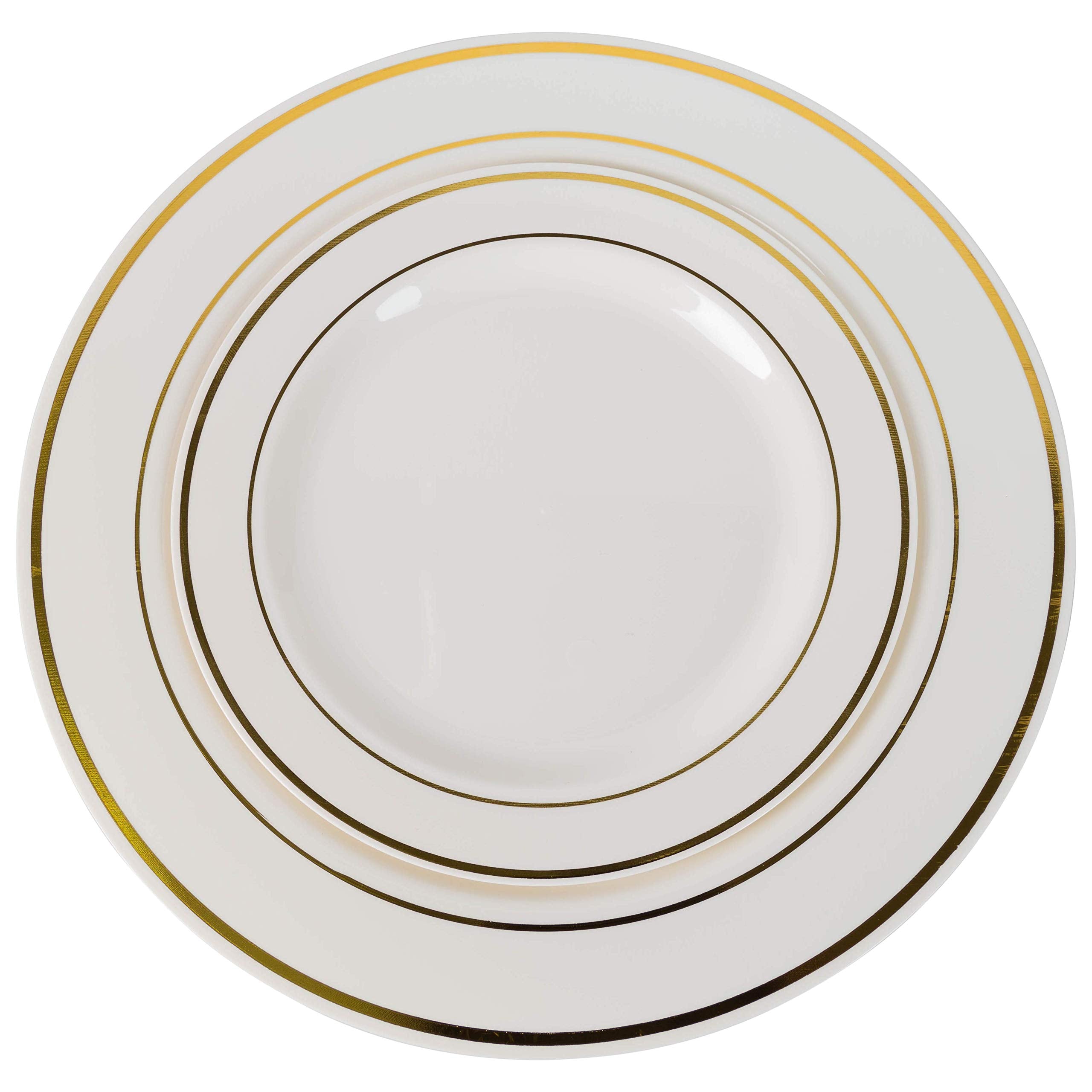 7.5" White & Gold Line Premium Plates - 10 ct.