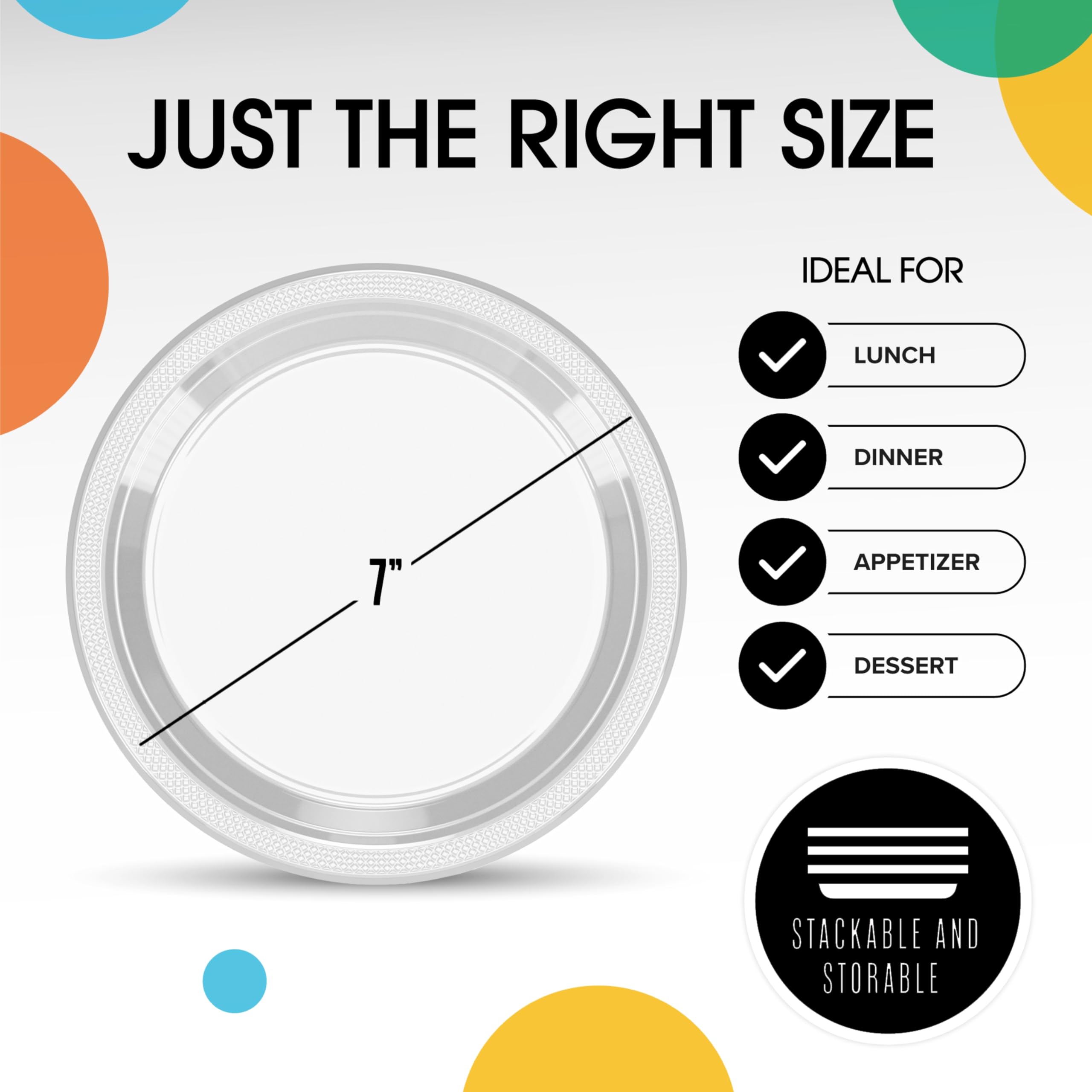 7in. Clear bulk pack plastic plates 50 Ct.