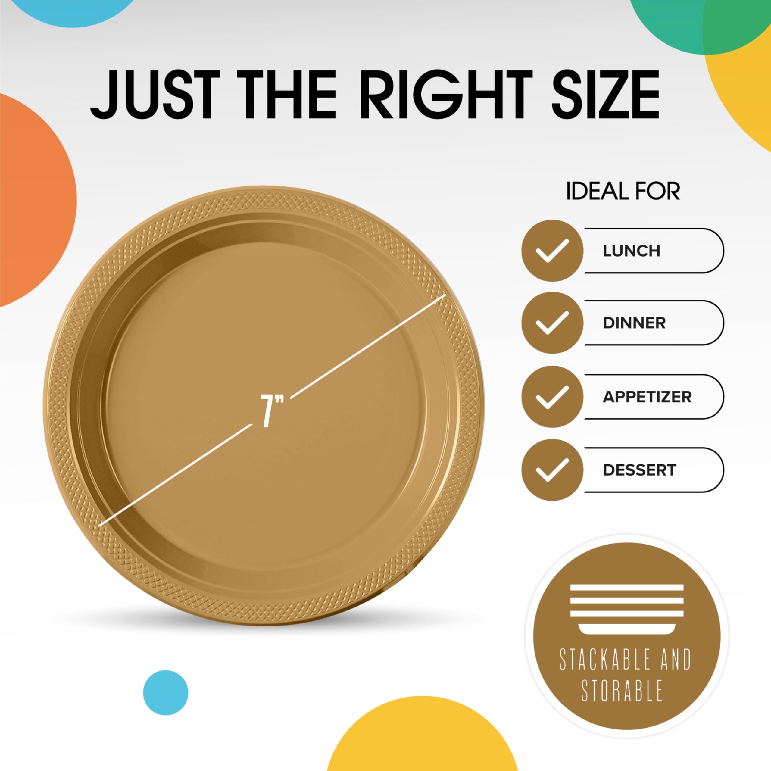 7 in. Gold bulk pack plastic plates 50 Ct.