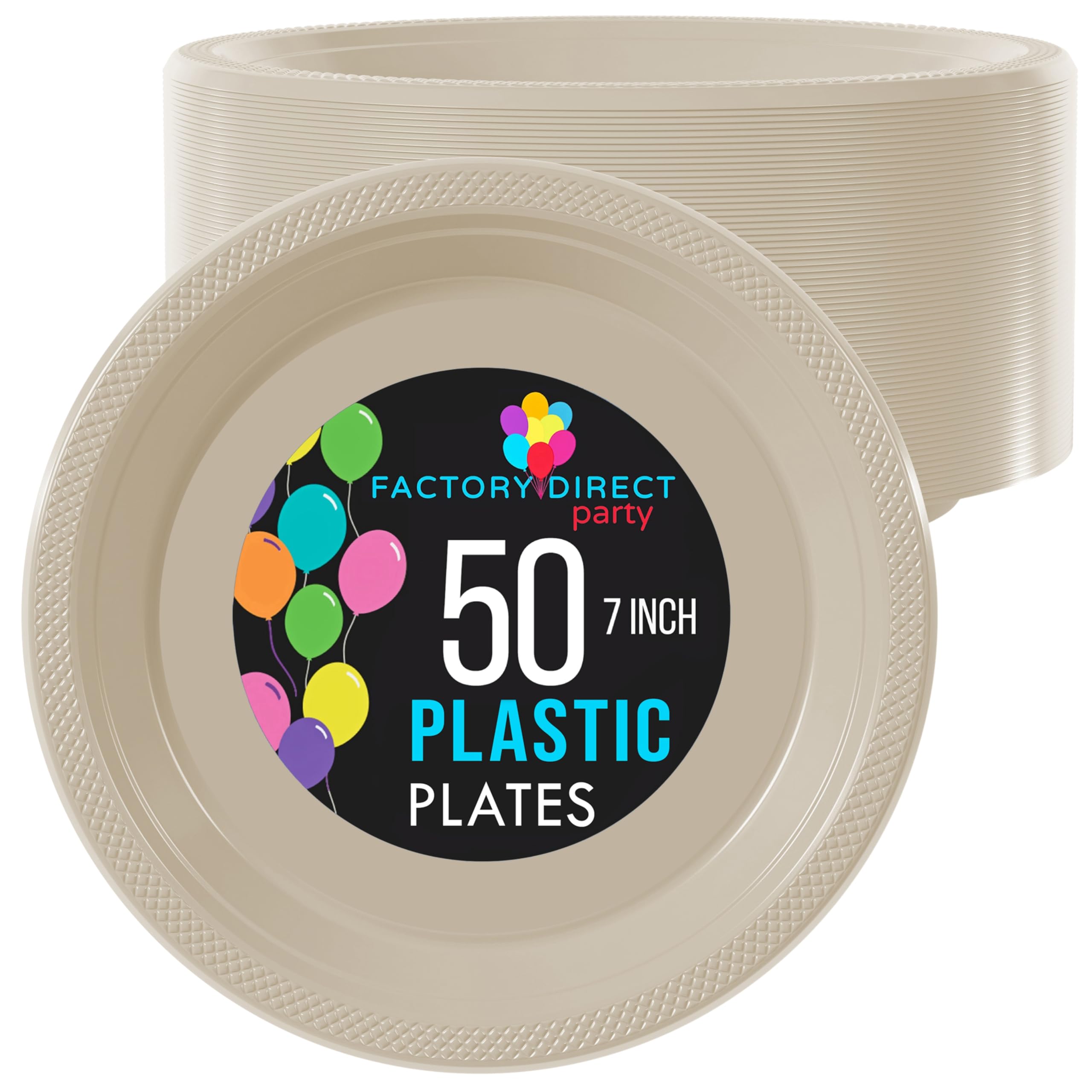 7" Ivory plastic plates - 50 Ct.