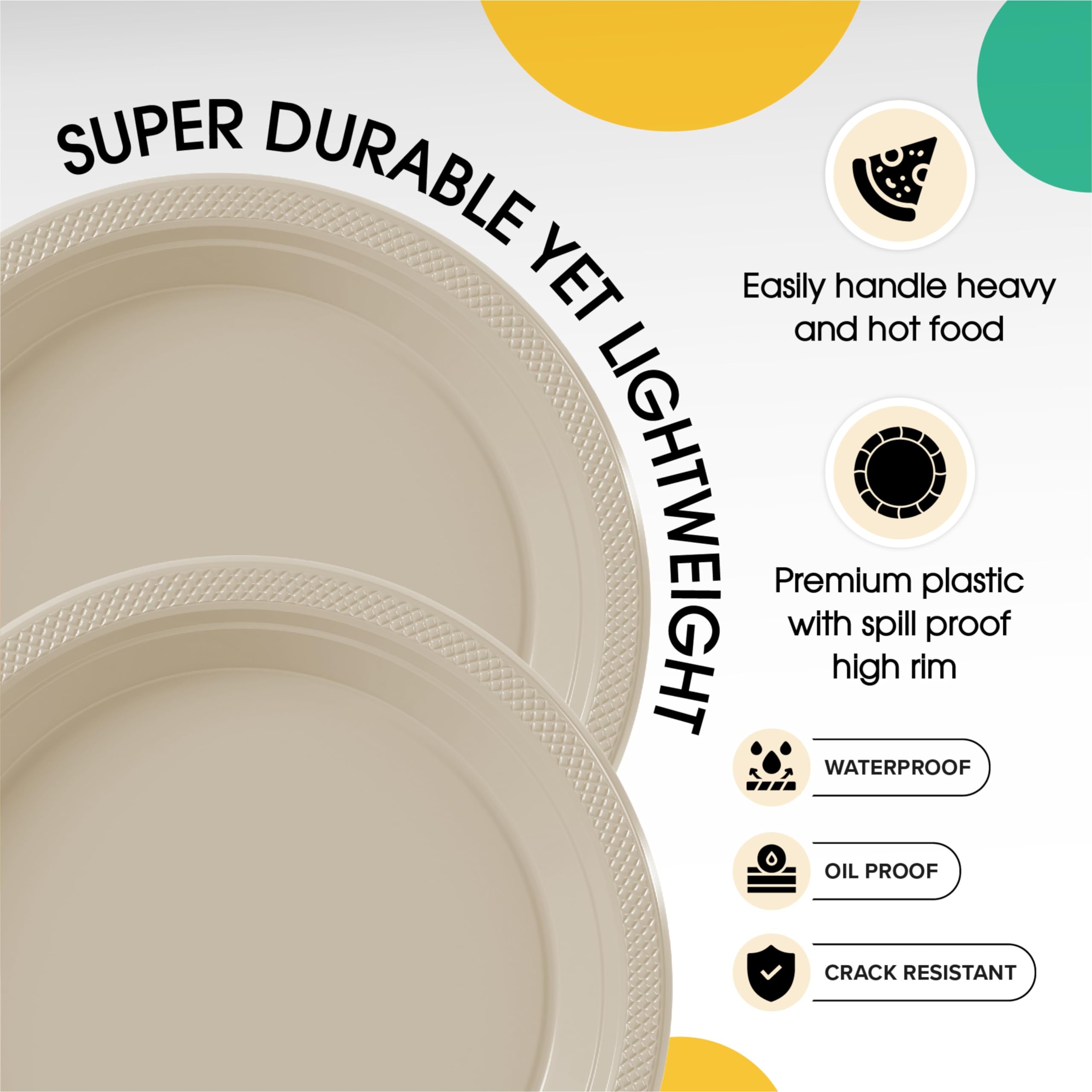 7" Ivory plastic plates - 50 Ct.