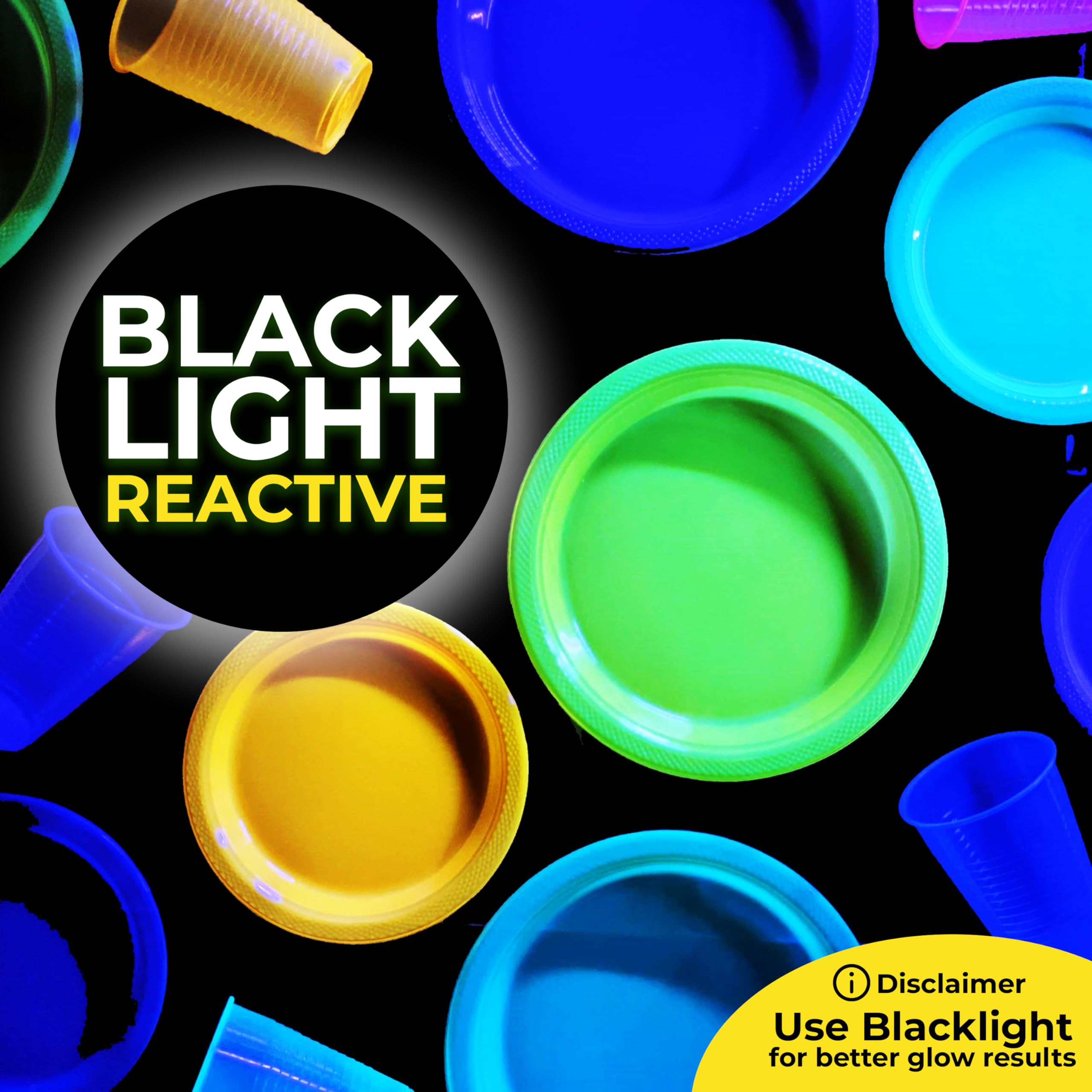 7 in. Neon Plastic Plates 60 Ct.