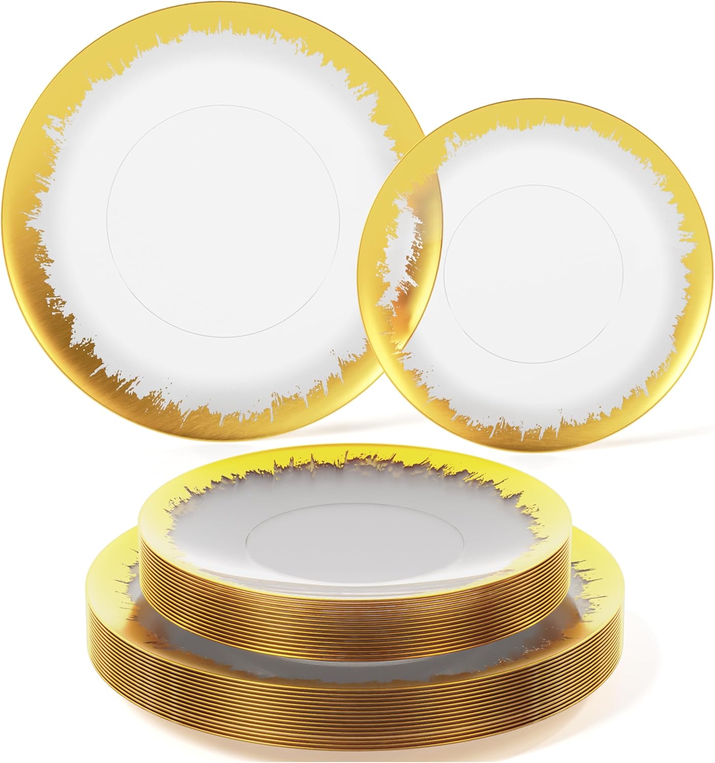 40 Ct. Elegant Clear/Gold Plastic Plates