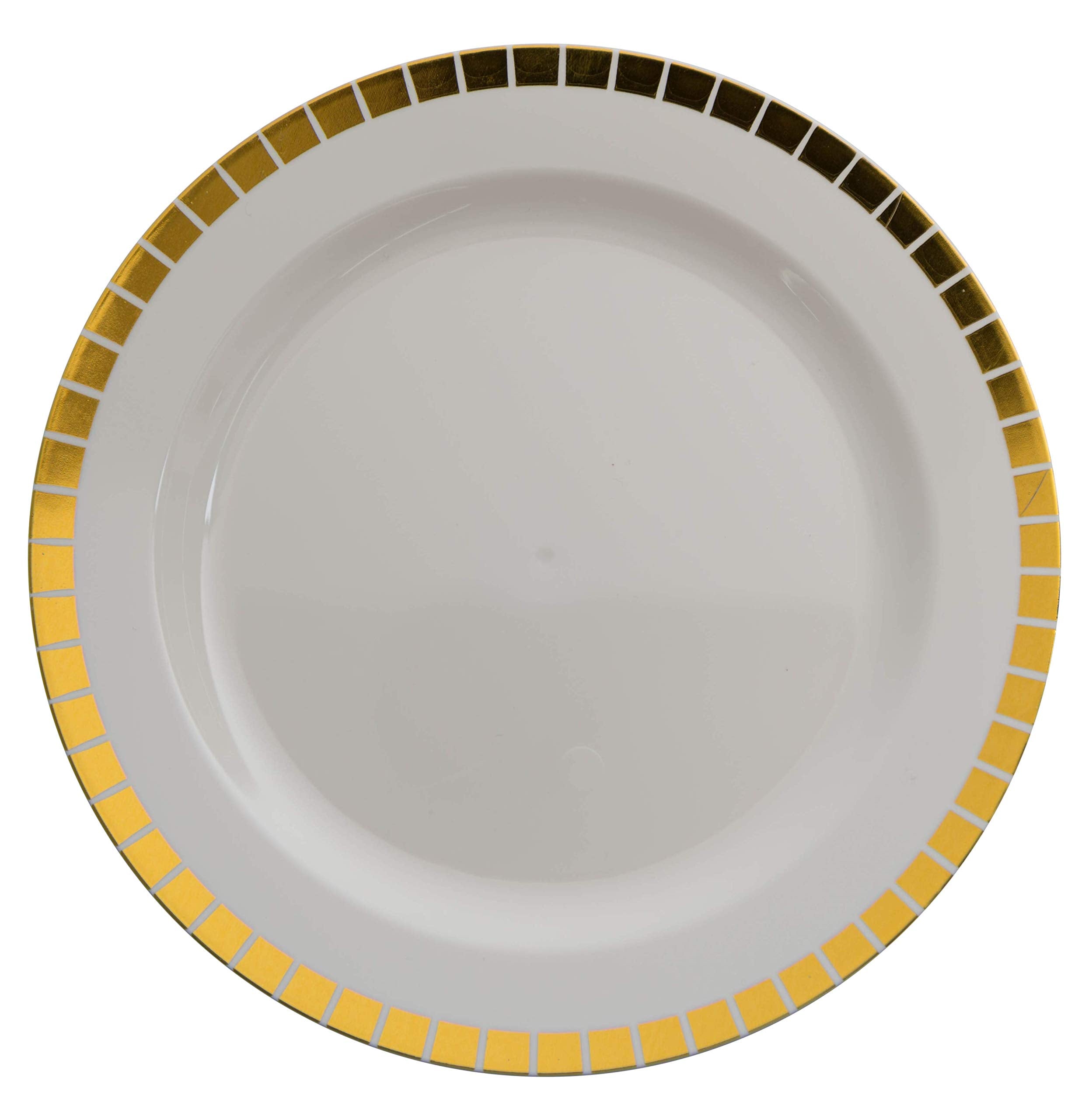 9 In. Cream/Gold Slit Design Elegant Plates - 10 Ct.