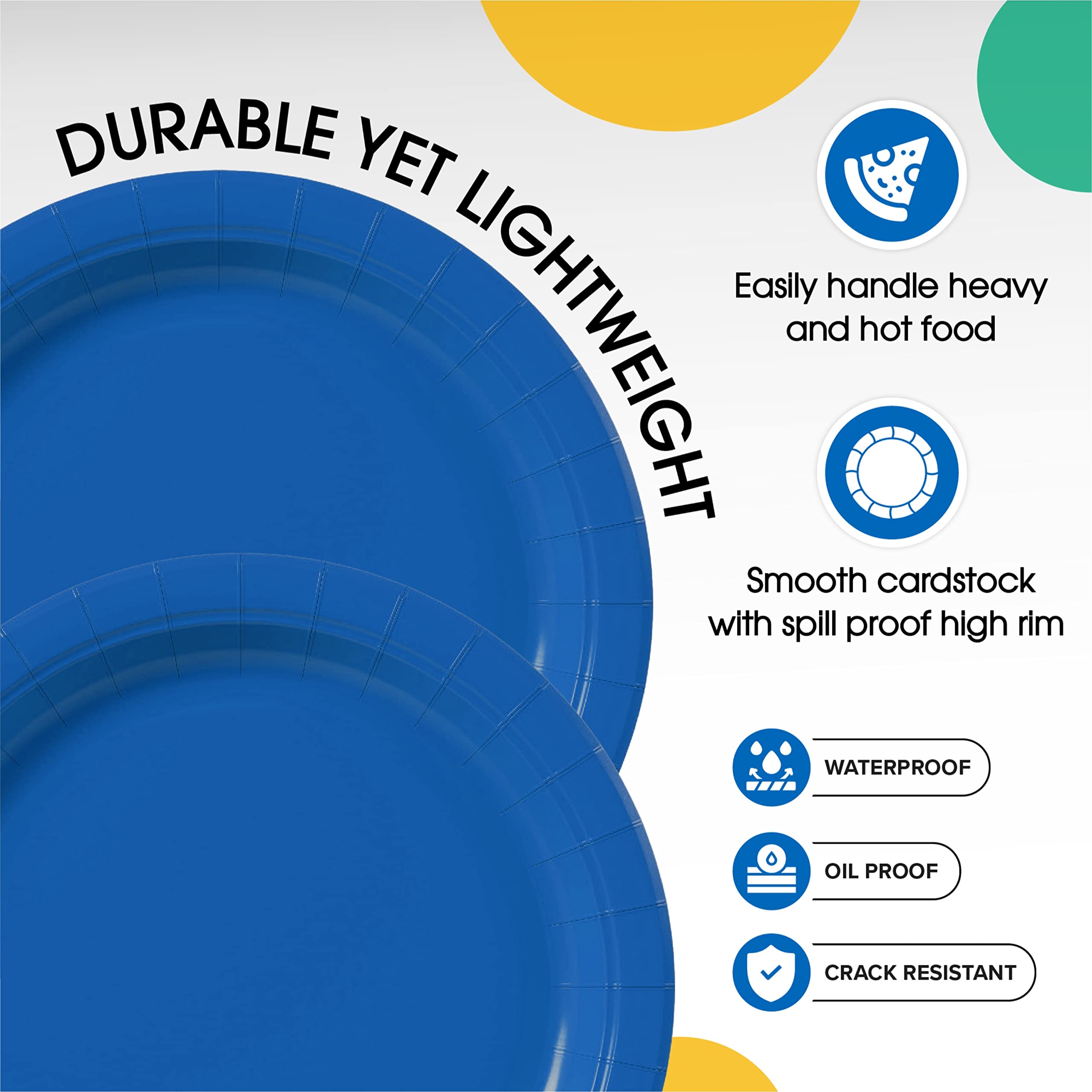 Bulk 9" Dark Blue Paper Plates - 100 Ct.