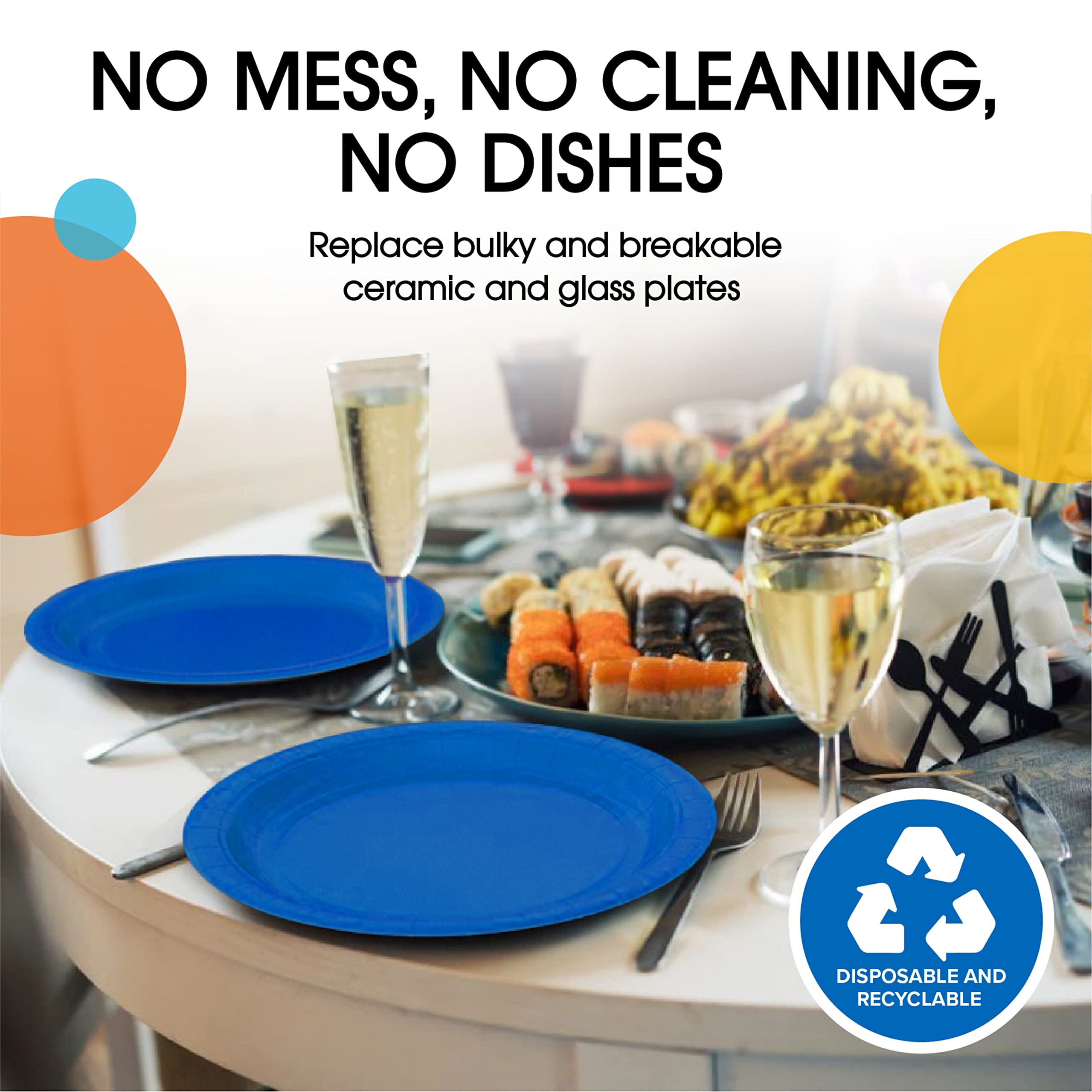 Bulk 9" Dark Blue Paper Plates - 100 Ct.