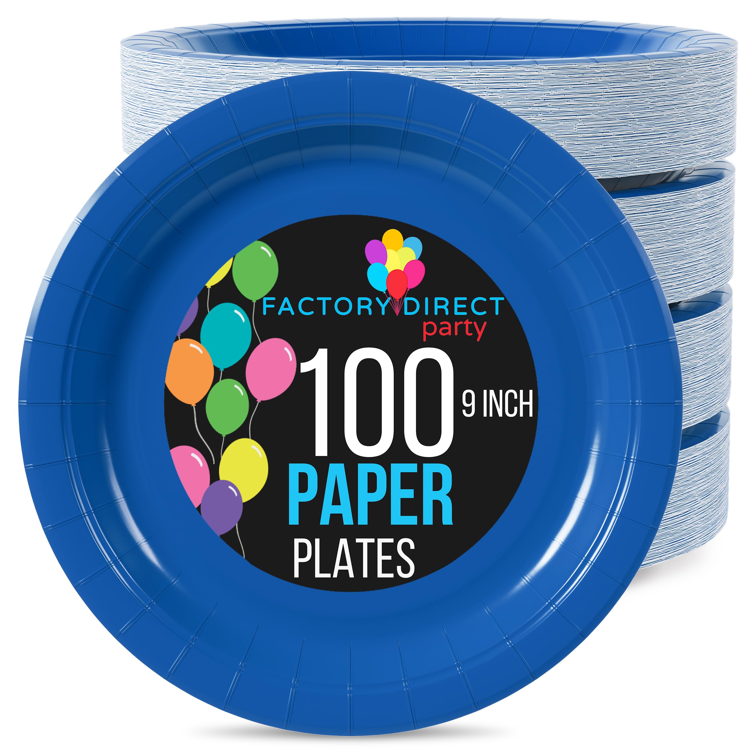 Bulk 9" Dark Blue Paper Plates - 100 Ct.
