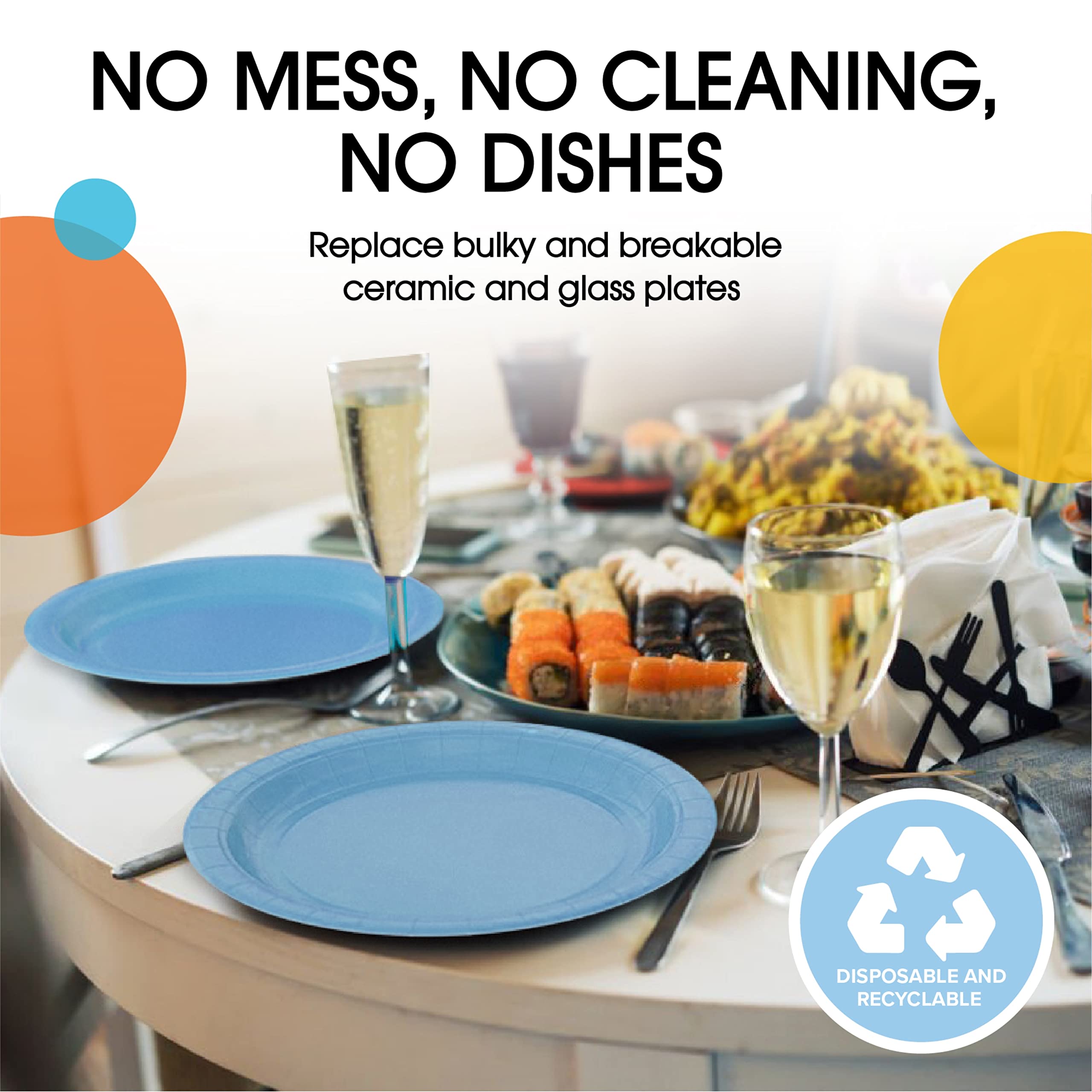 Bulk 9" Light Blue Paper Plates - 100 Ct.