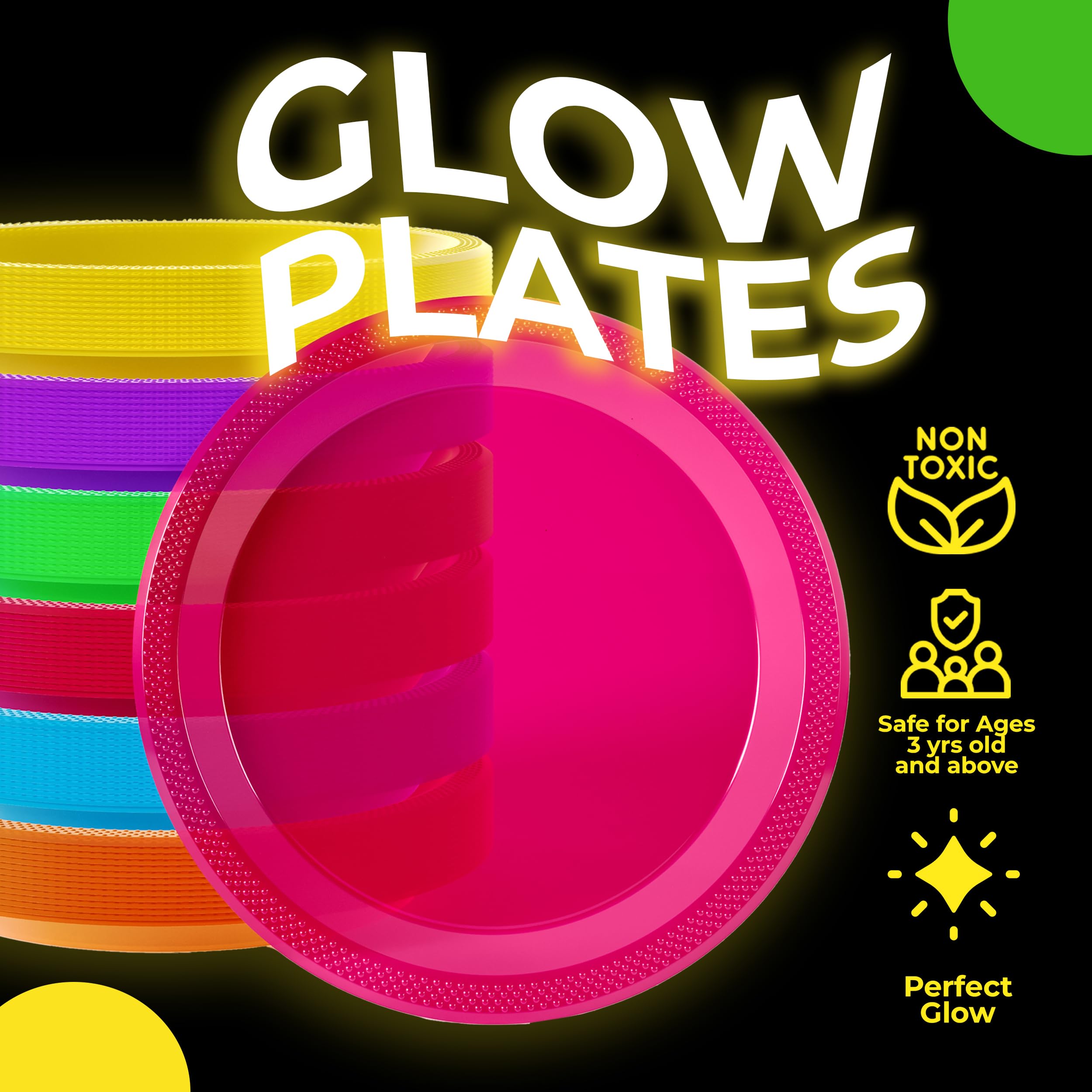 9 in. Neon Plastic Plates 50 Ct.